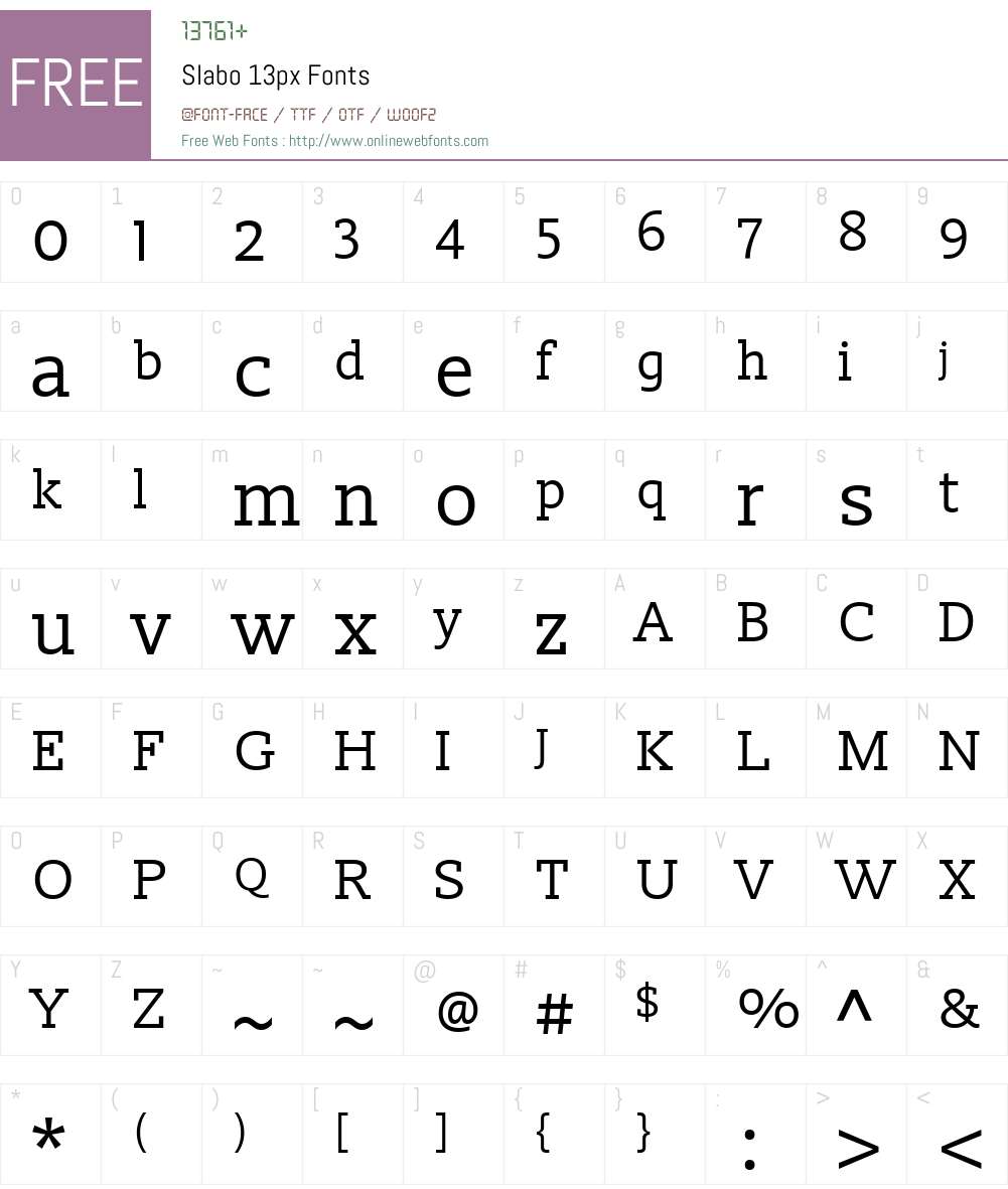Slabo 13px 1.02 Build 005a Fonts Free Download - OnlineWebFonts.COM