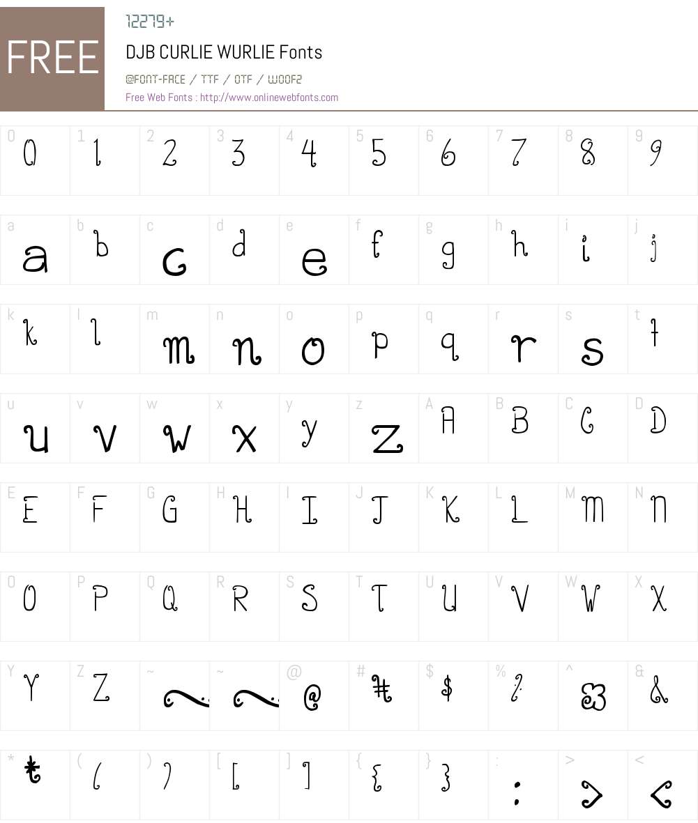 DJB CURLIE WURLIE 1.00 April 25, 2009, initial release Fonts Free ...