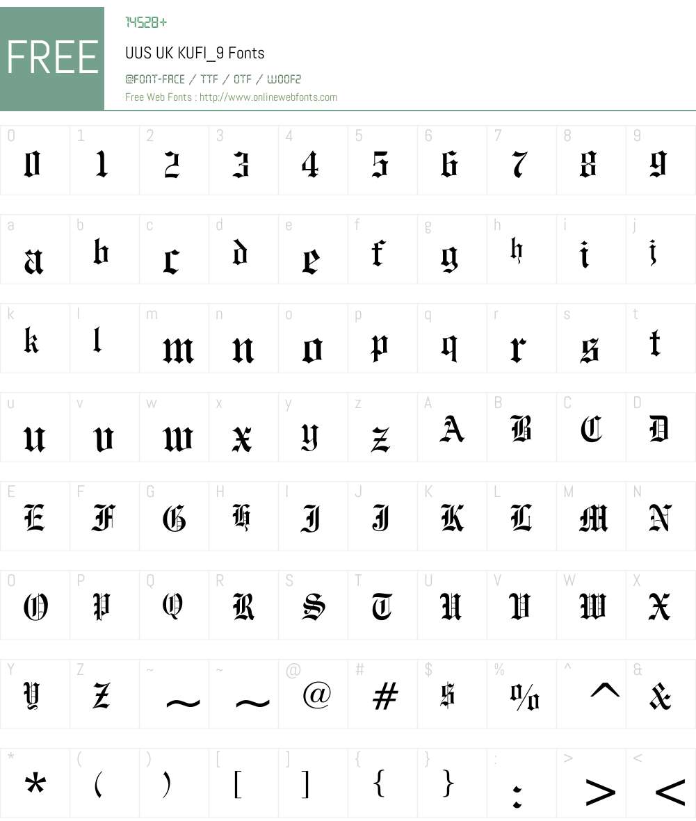 UUS UK KUFI_9 1.00 August 8, 2005, initial release Fonts Free Download ...