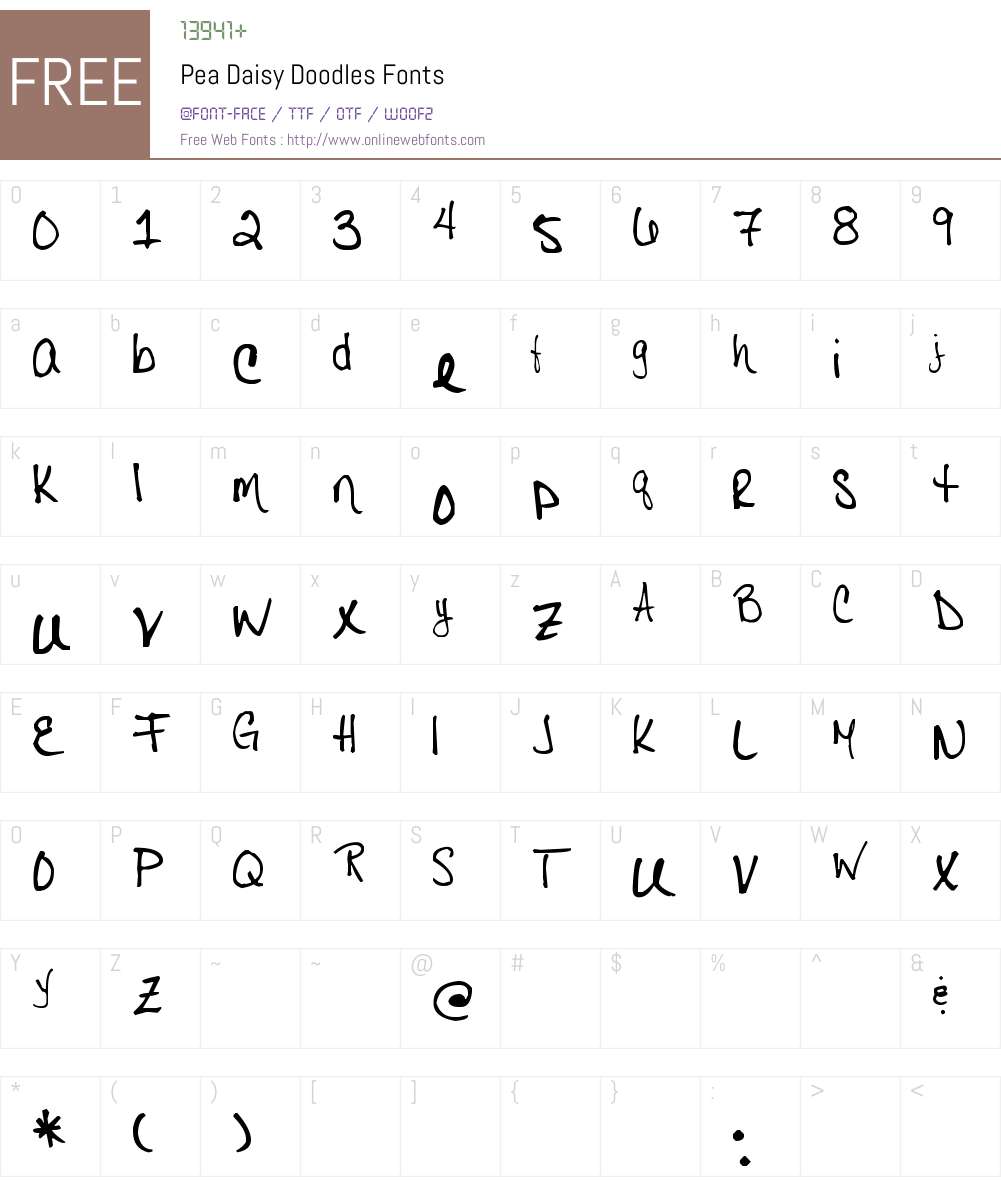 Pea Daisy Doodles 1.00 April 27, 2006, initial release Fonts Free ...