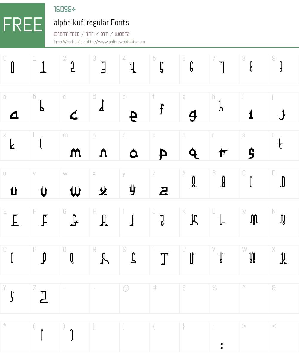 alpha kufi regular 1.00 June 5, 2010, initial release Fonts Free ...