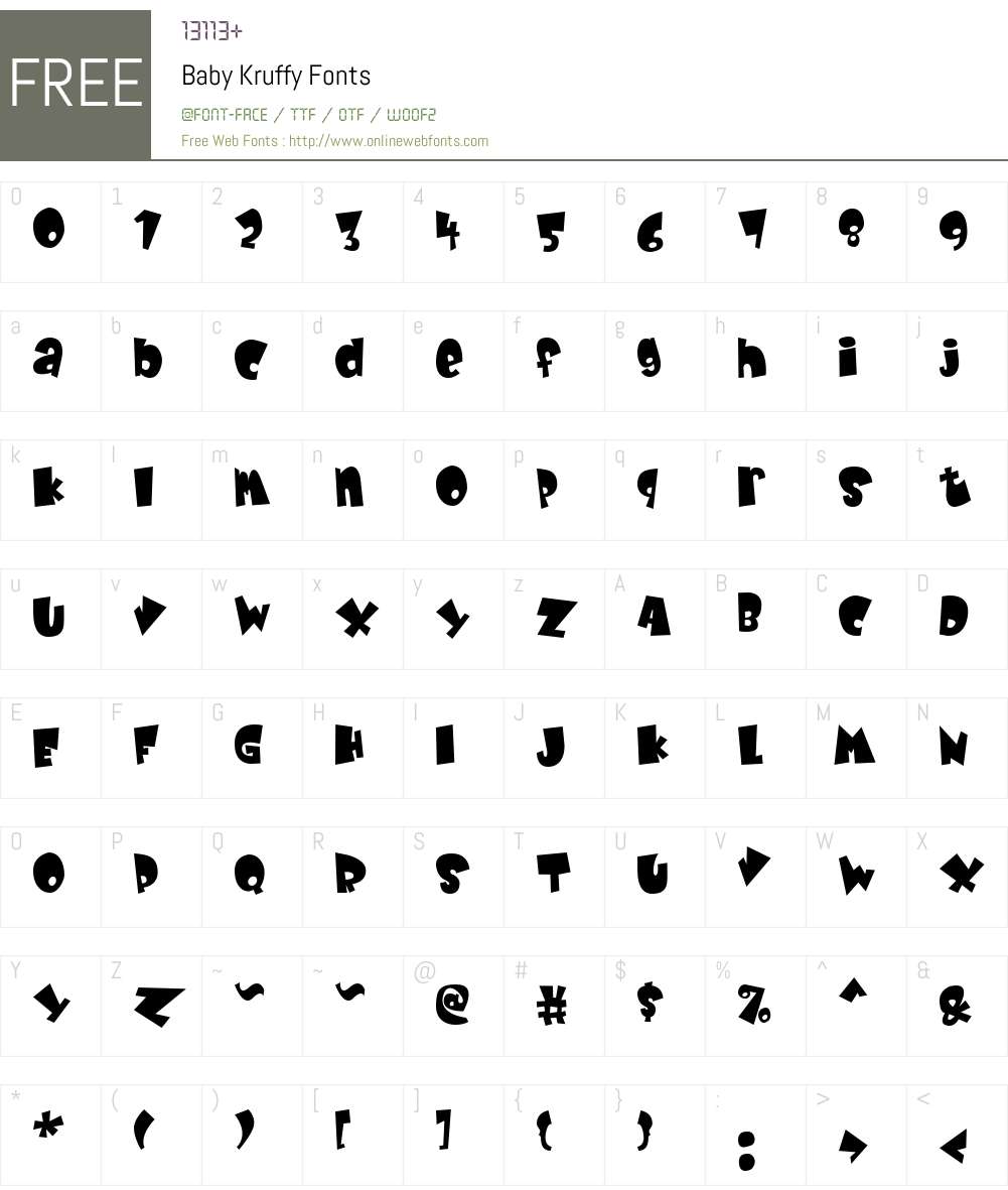 Baby Kruffy V2 Macromedia Fontographer 4.1.3 3/17/02 Fonts Free ...