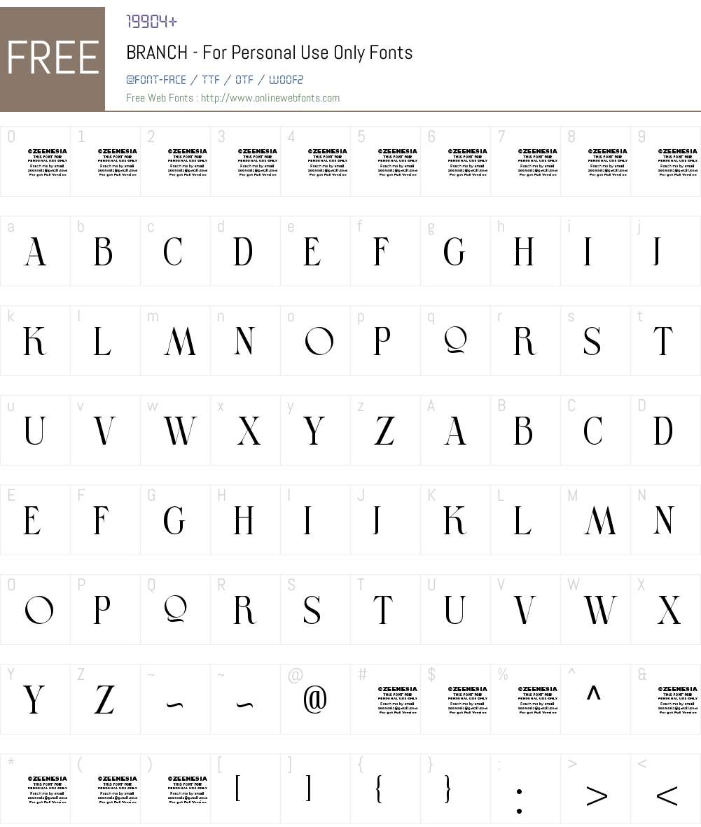 BRANCH - For Personal Use Only 1.00;April 12, 2023;FontCreator 11.5.0 ...