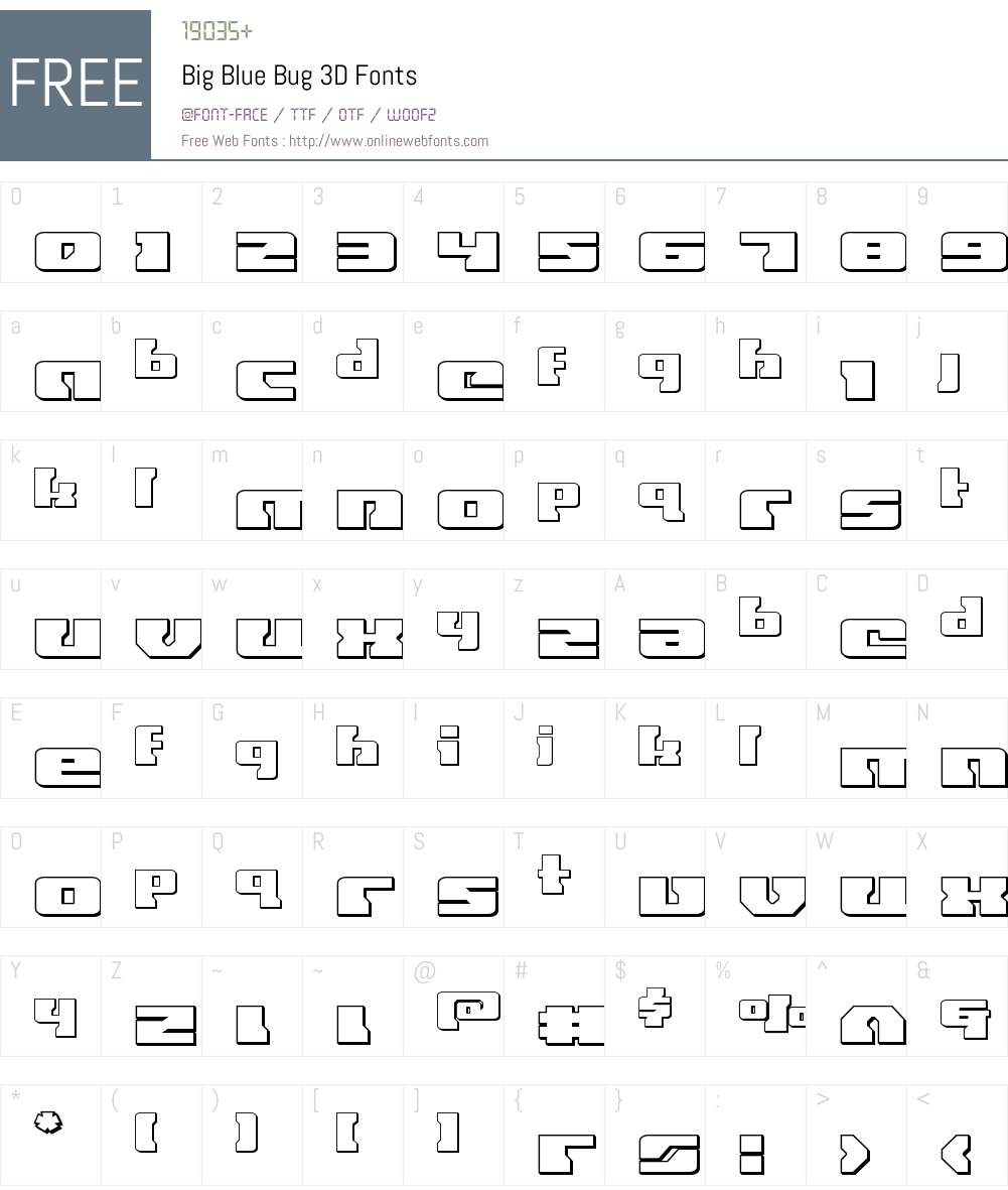 Big Blue Bug 3D 1.0; 2021 Fonts Free Download - OnlineWebFonts.COM