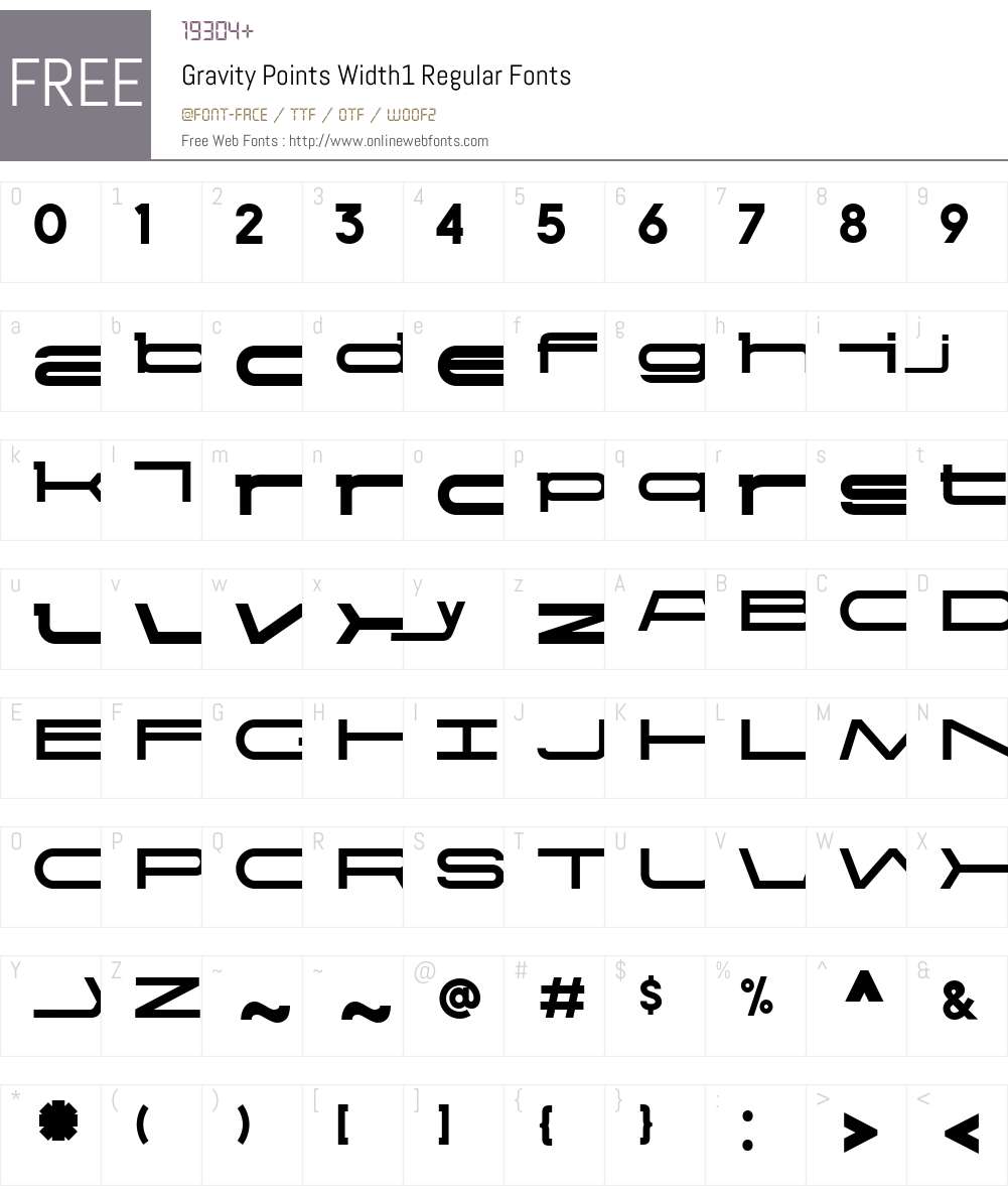 Gravity Points Width1 Regular 1.001 Fonts Free Download - OnlineWebFonts.COM