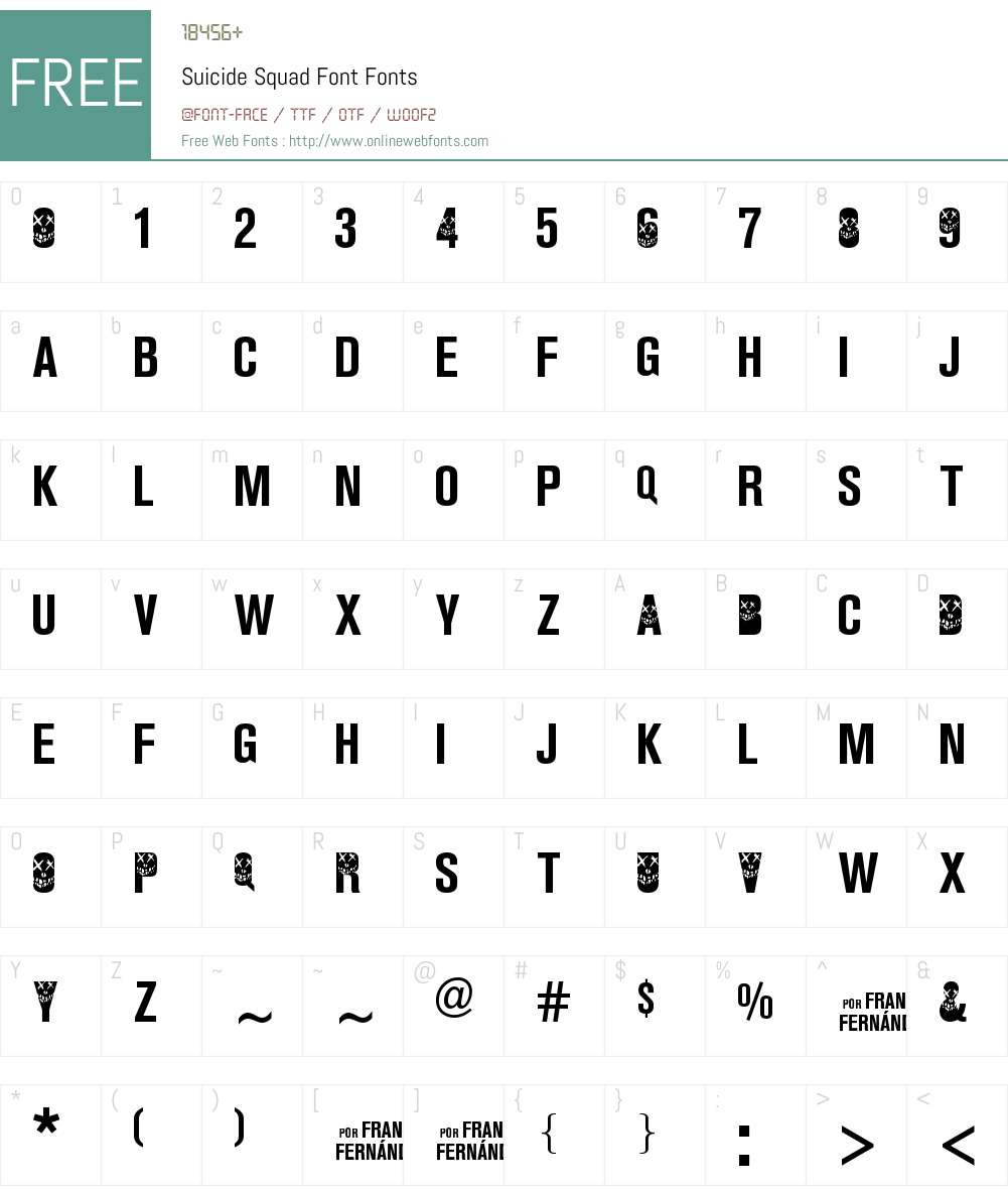 Suicide Squad Font 1.00 July 31, 2016, initial release Fonts Free ...