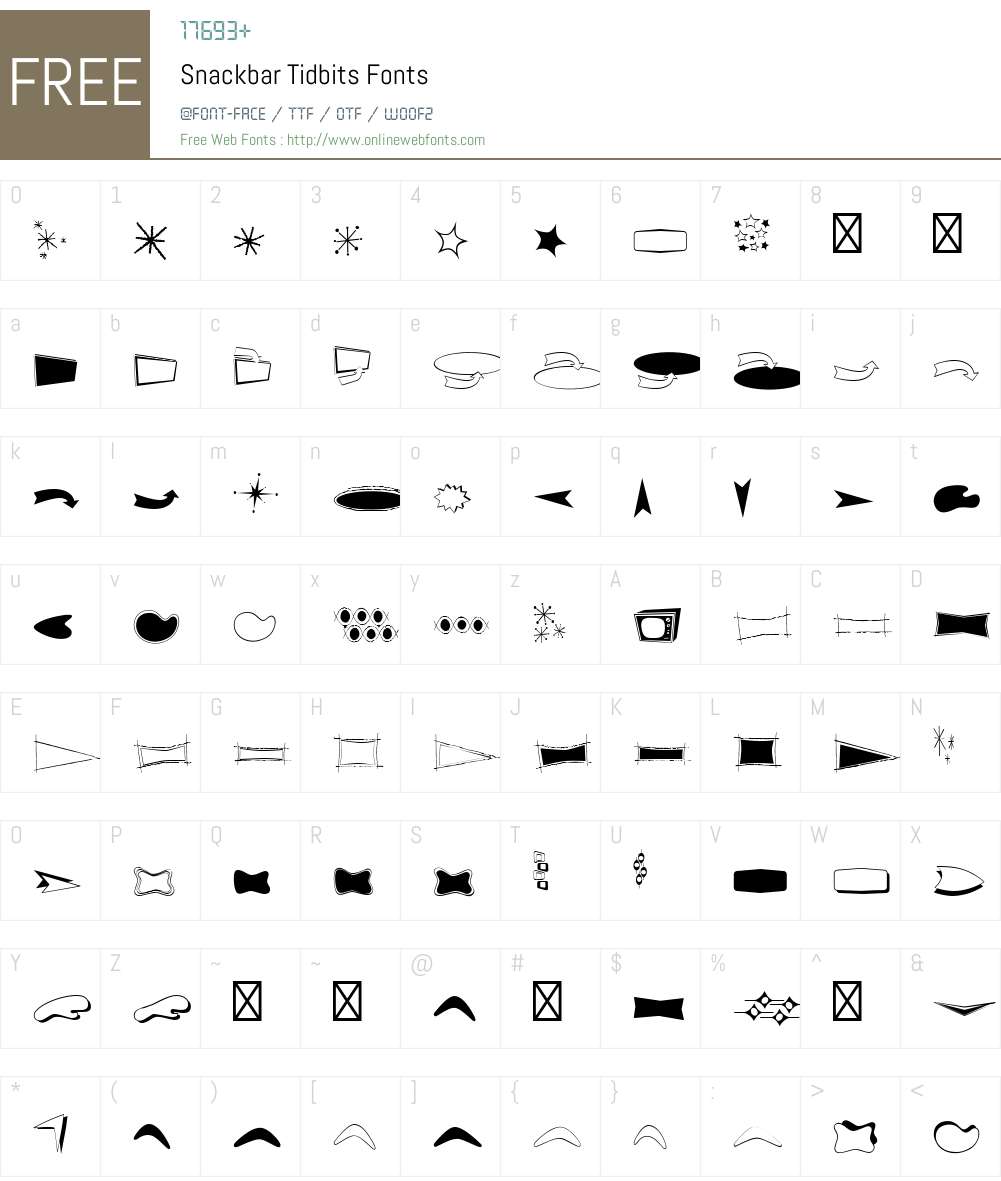 Snackbar Tidbits 1.000;PS 001.000;hotconv 1.0.70;makeotf.lib2.5.58329 ...