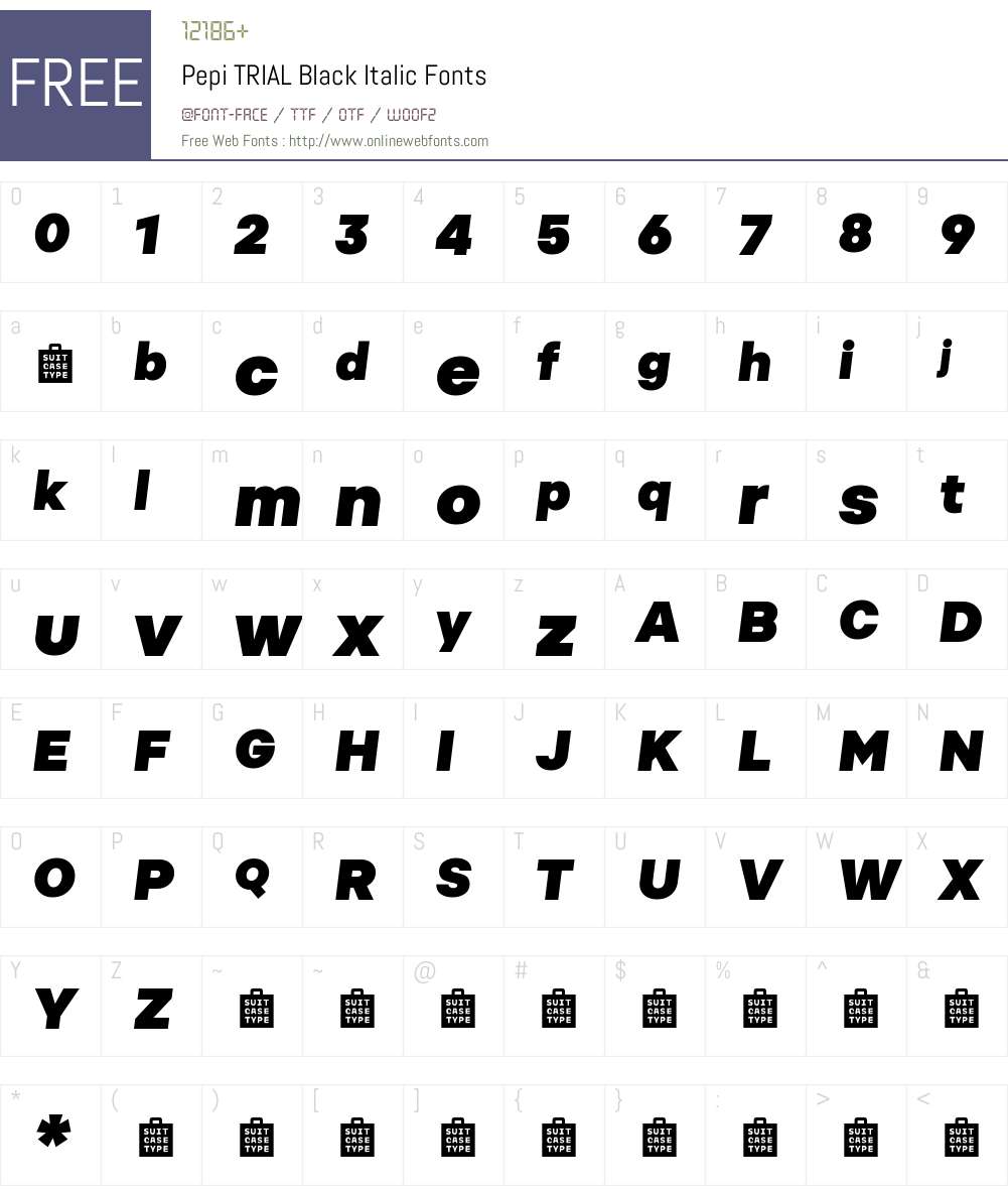 Pepi TRIAL Black 1.001;Glyphs 3.1.2 (3151) Fonts Free Download ...
