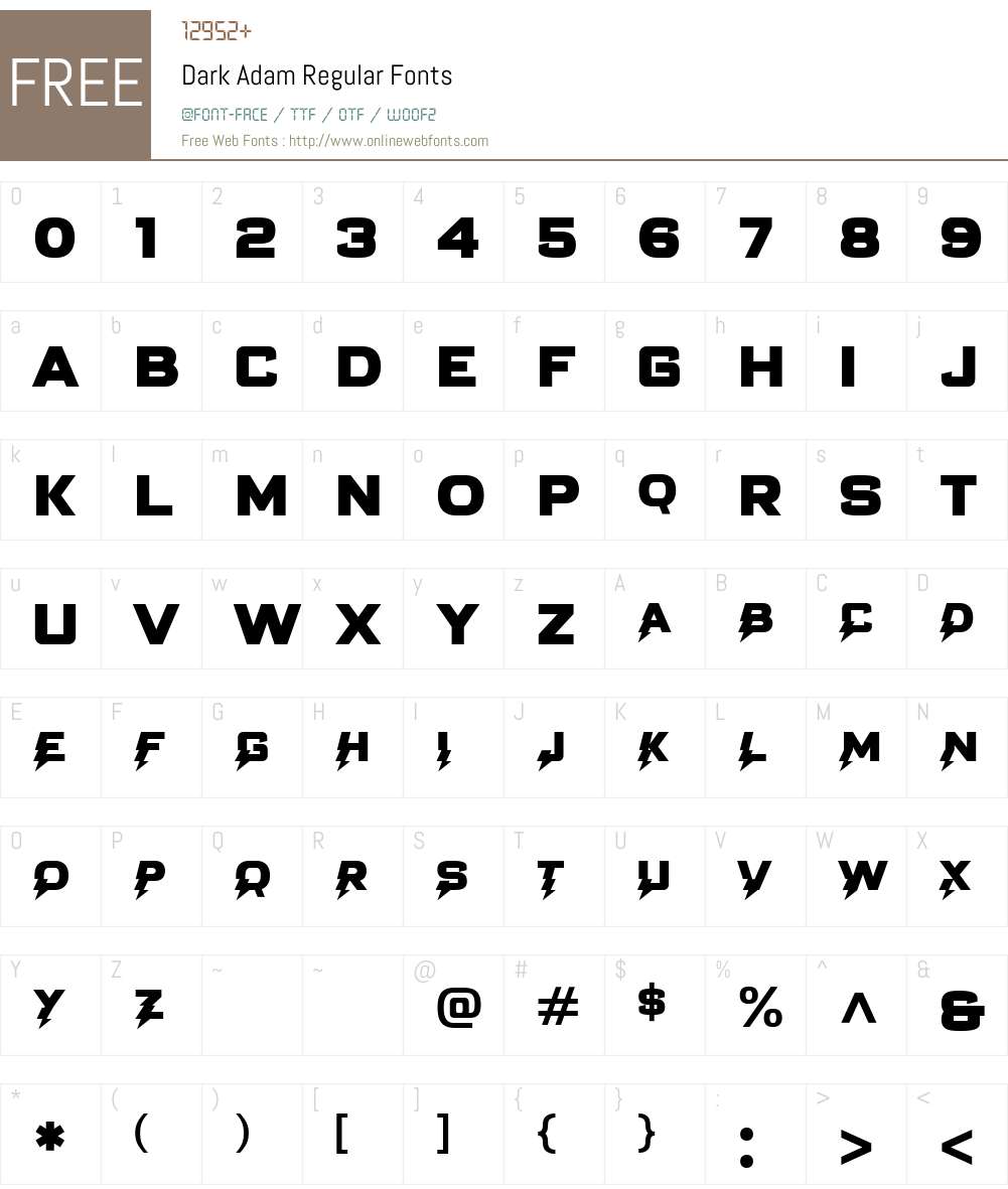 Dark Adam 1.000 Fonts Free Download - OnlineWebFonts.COM