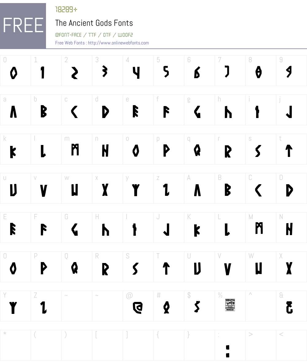 The Ancient Gods 1.00;April 7, 2021;FontCreator 11.0.0.2388 64-bit ...