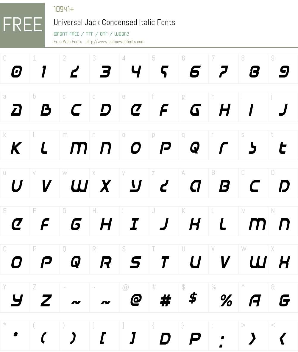 Universal Jack Condensed Italic 3.0; 2015 Fonts Free Download ...