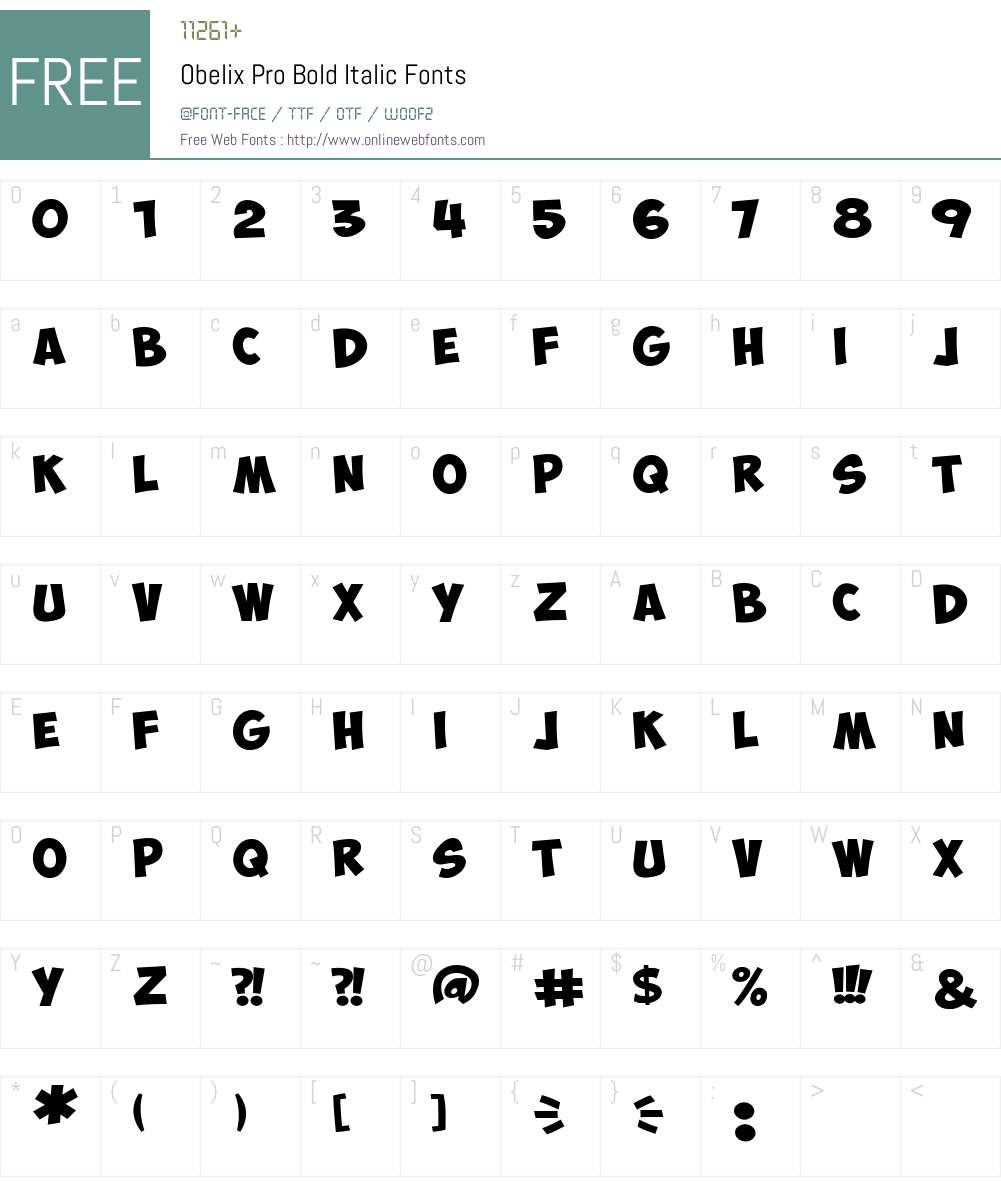 Obelix Pro Bold Italic 1.00, 2011 Fonts Free Download - OnlineWebFonts.COM