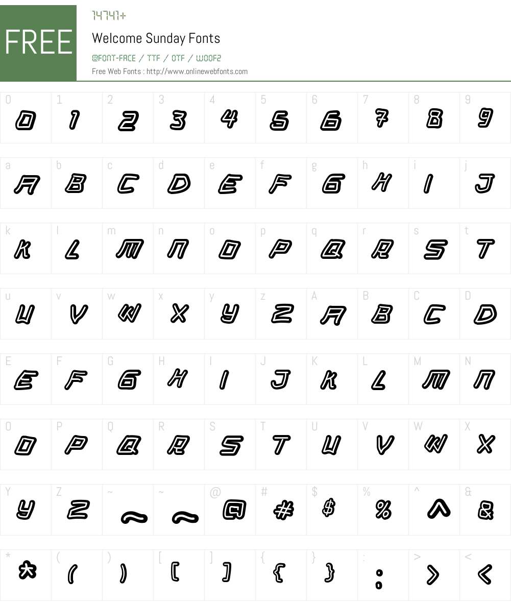 Welcome Sunday 1.001;Fontself Maker 3.5.4 Fonts Free Download - OnlineWebFonts.COM