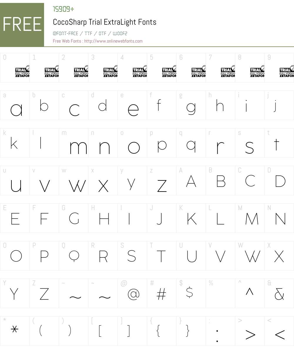 CocoSharp Trial ExtraLight 1.000 Fonts Free Download - OnlineWebFonts.COM