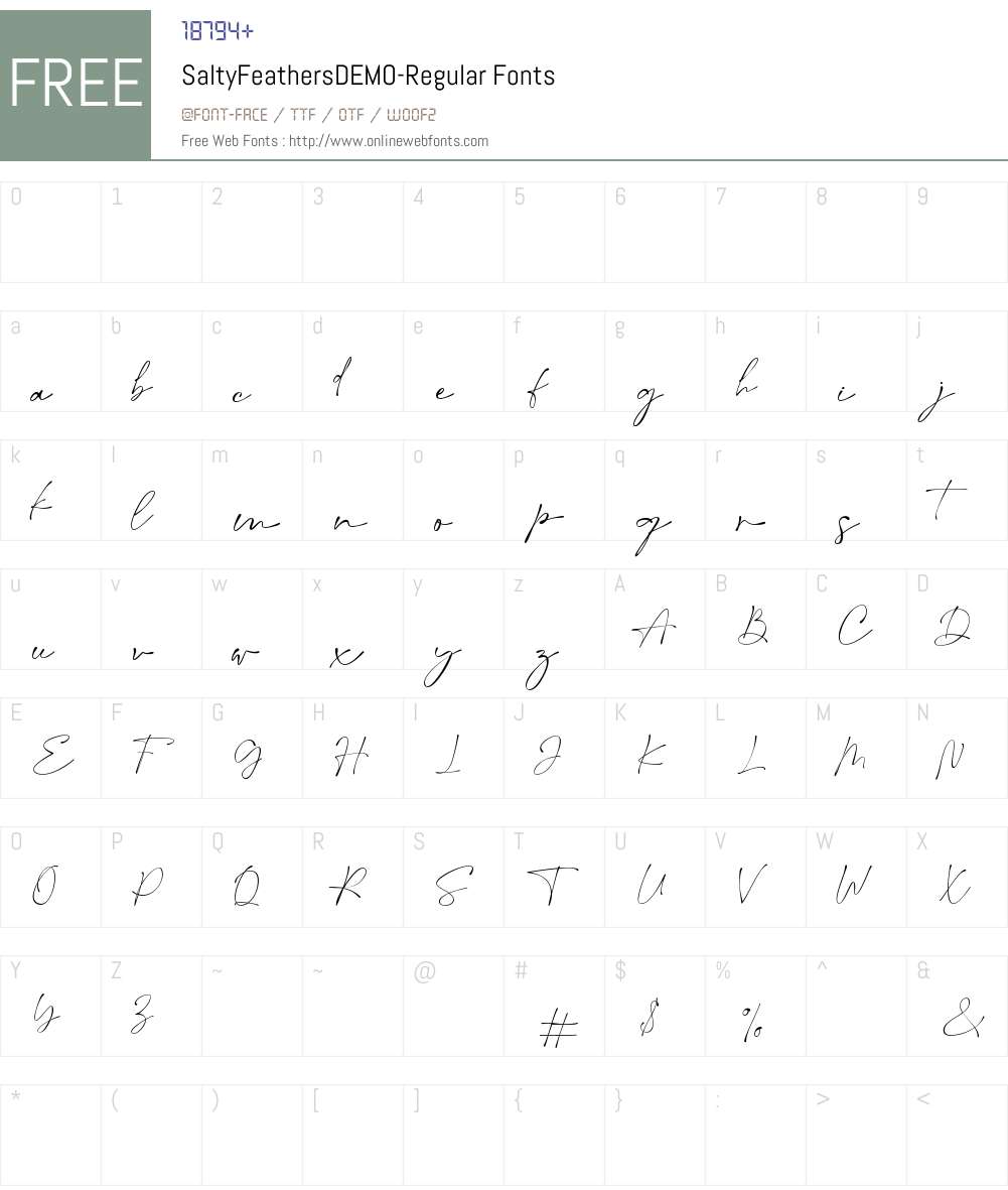 Salty Feathers DEMO 1.000 Fonts Free Download - OnlineWebFonts.COM