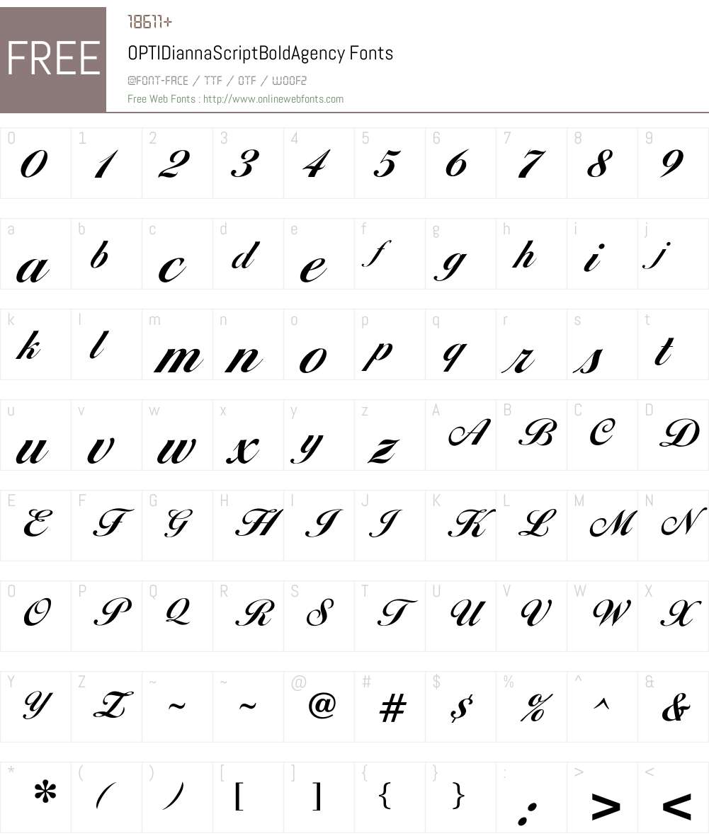OPTIDiannaScriptBoldAgency 1.0; 1991 Fonts Free Download ...