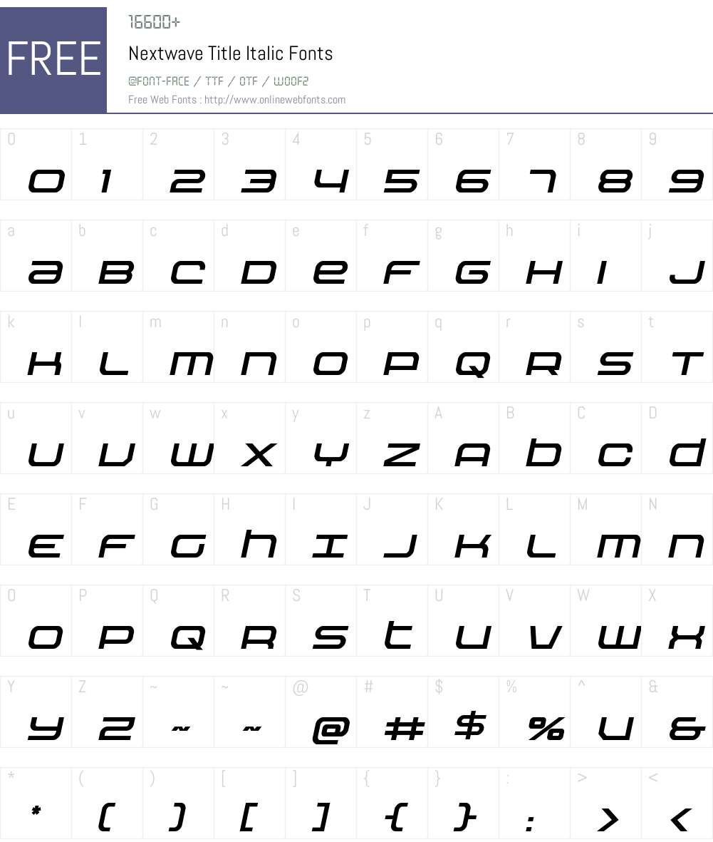 Nextwave Title Italic 2.0; 2022 Fonts Free Download - OnlineWebFonts.COM