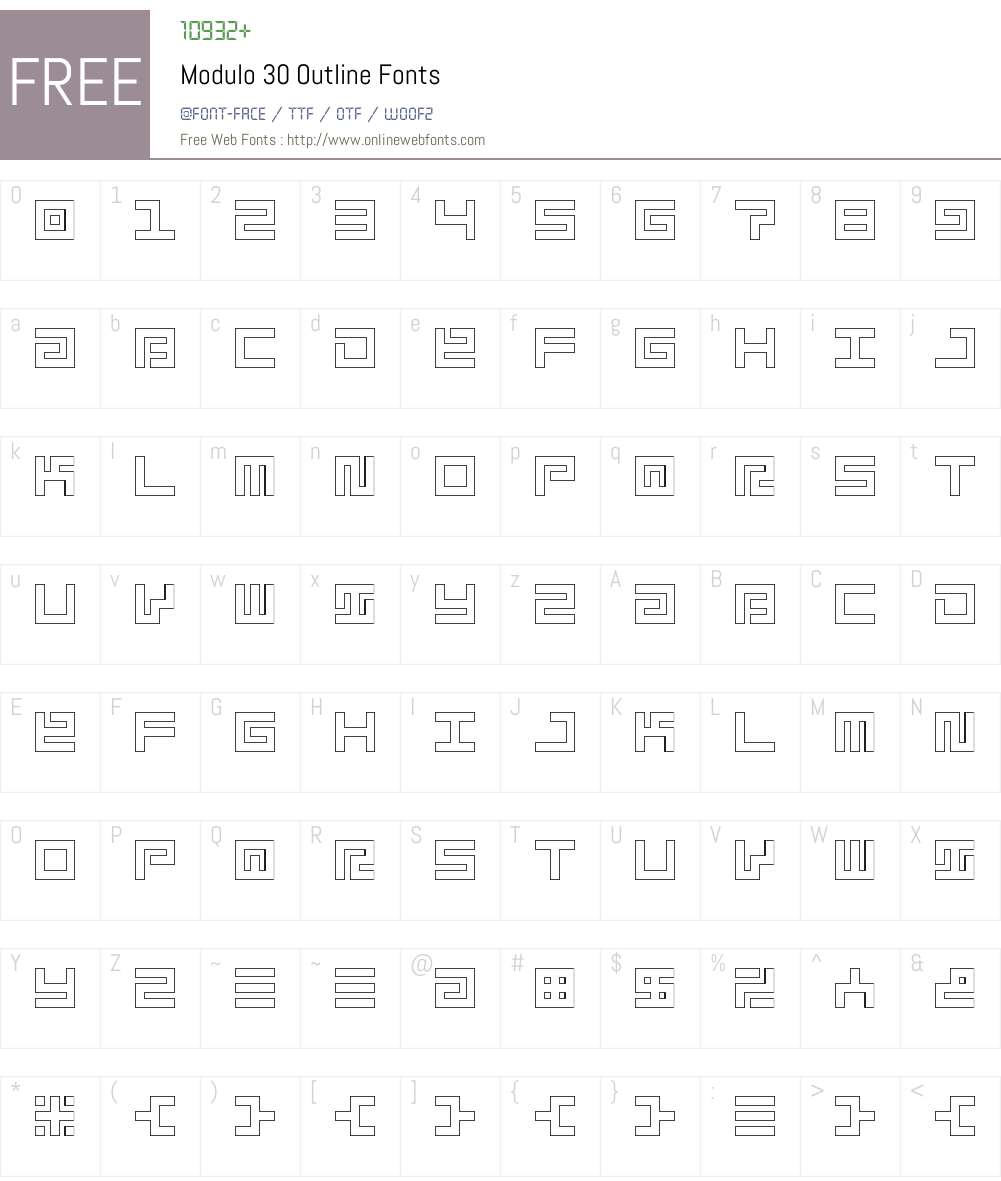 Modulo 30 Outline 1.000;PS 001.000;hotconv 1.0.70;makeotf.lib2.5.58329 ...