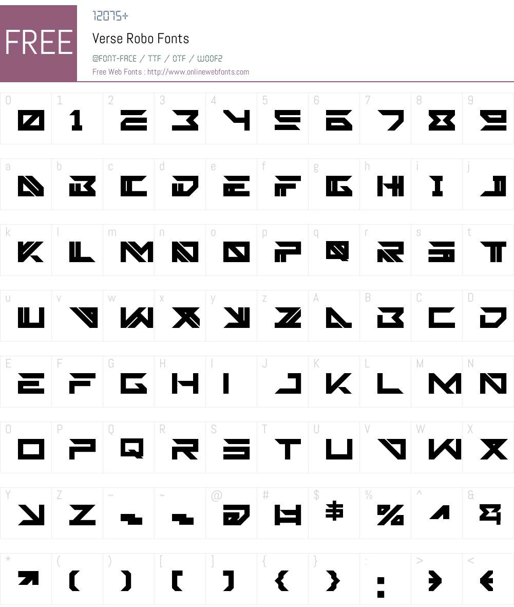 Verse Robo 1.00;January 16, 2024;FontCreator 12.0.0.2555 64-bit Fonts ...