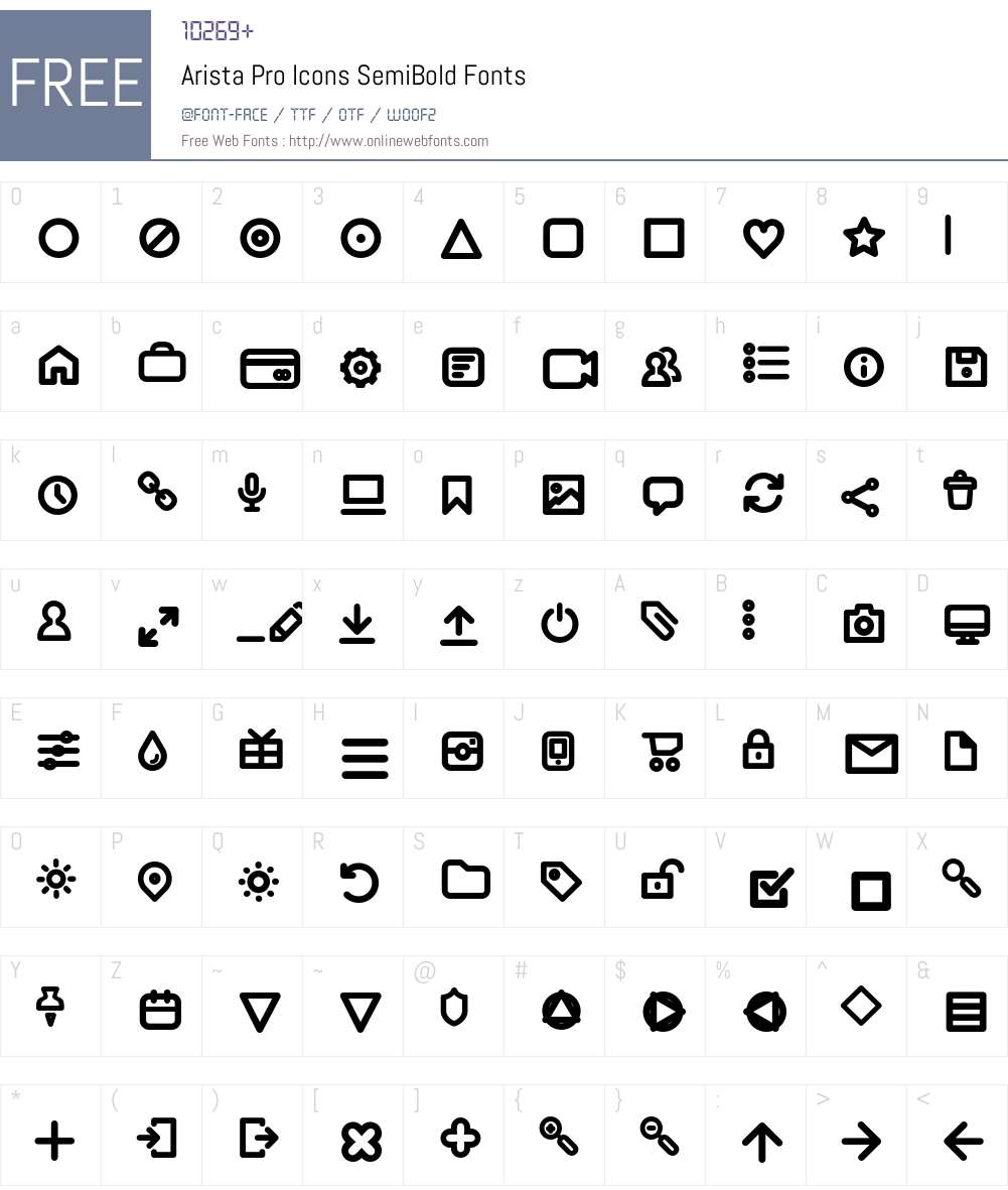 Arista Pro Icons SemiBold 1.000 Fonts Free Download - OnlineWebFonts.COM