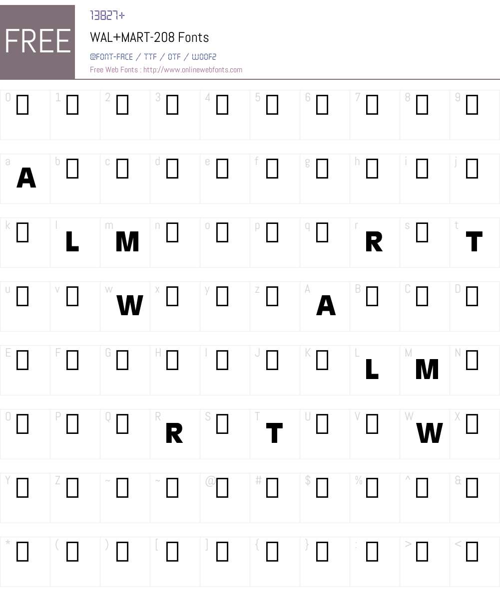 WAL+MART-208 Fonts Free Download - OnlineWebFonts.COM