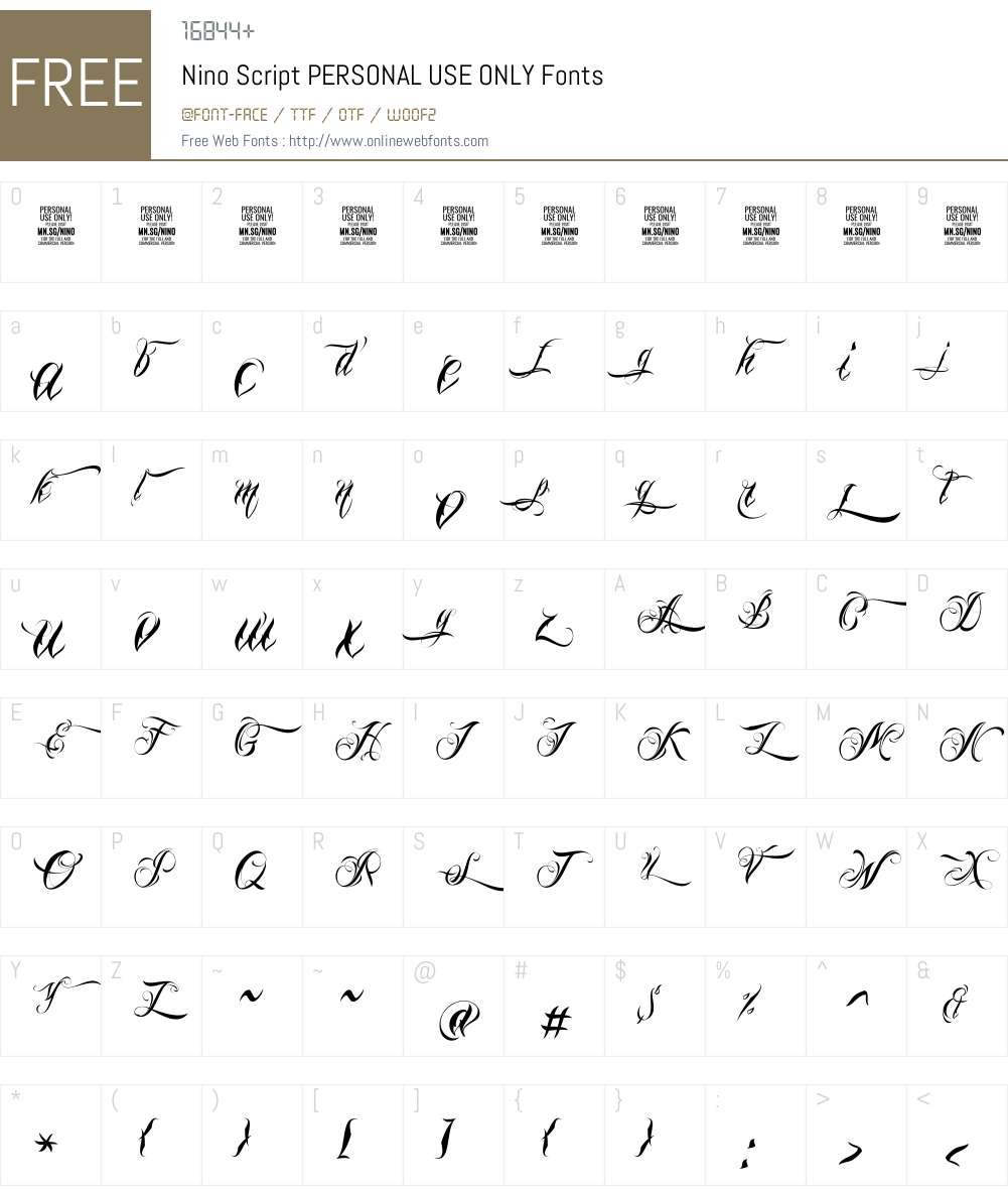 Nino Script PERSONAL USE ONLY 1.000 Fonts Free Download - OnlineWebFonts.COM