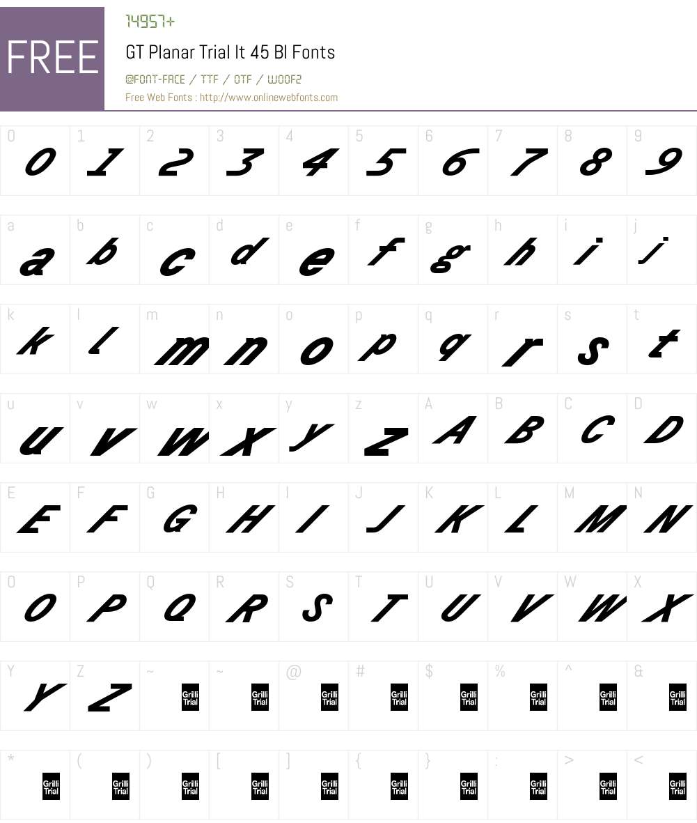 GT Planar Trial It 45 Bl 2.000;FEAKit 1.0 Fonts Free Download ...
