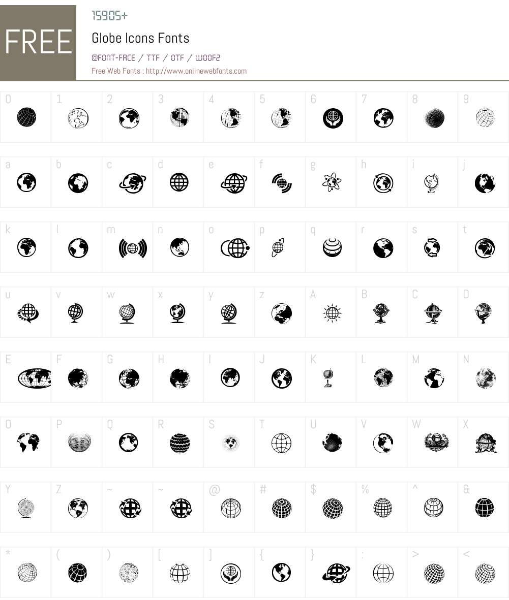 Globe Icons 1.00 April 7, 2015, initial release Fonts Free Download ...