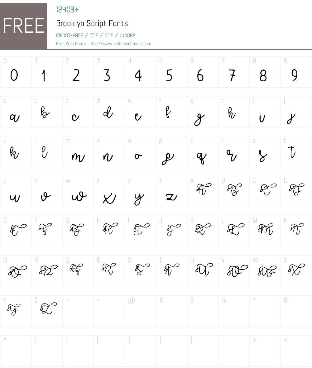 Brooklyn Script 1.00 October 23, 2018, initial release Fonts Free ...