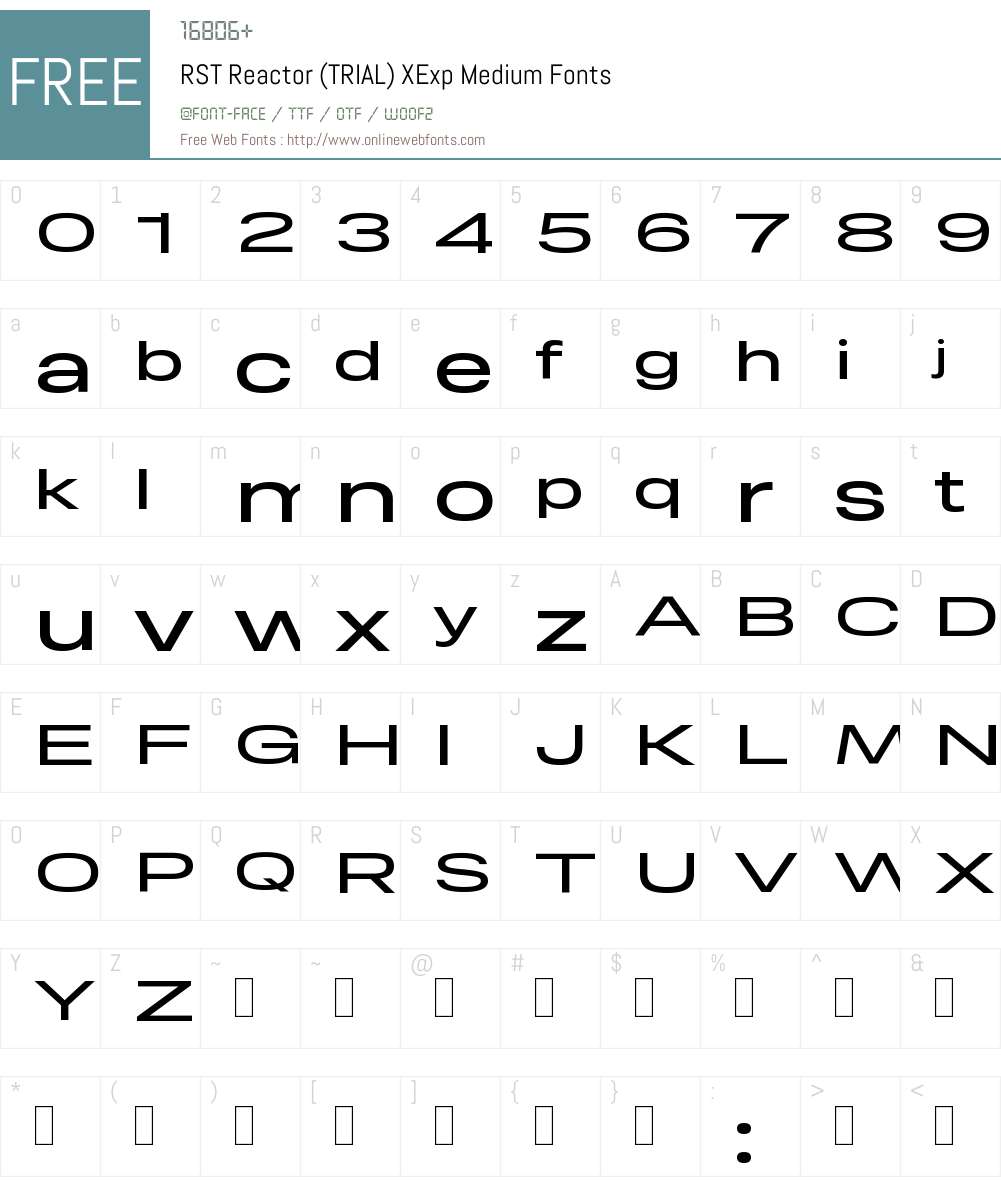 RST Reactor (TRIAL) XExp Medium 1.000;Glyphs 3.2 (3223) Fonts Free Download - OnlineWebFonts.COM