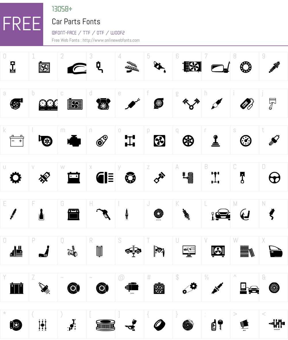 Car Parts 1.00;December 30, 2017;FontCreator 11.0.0.2388 64-bit Fonts ...