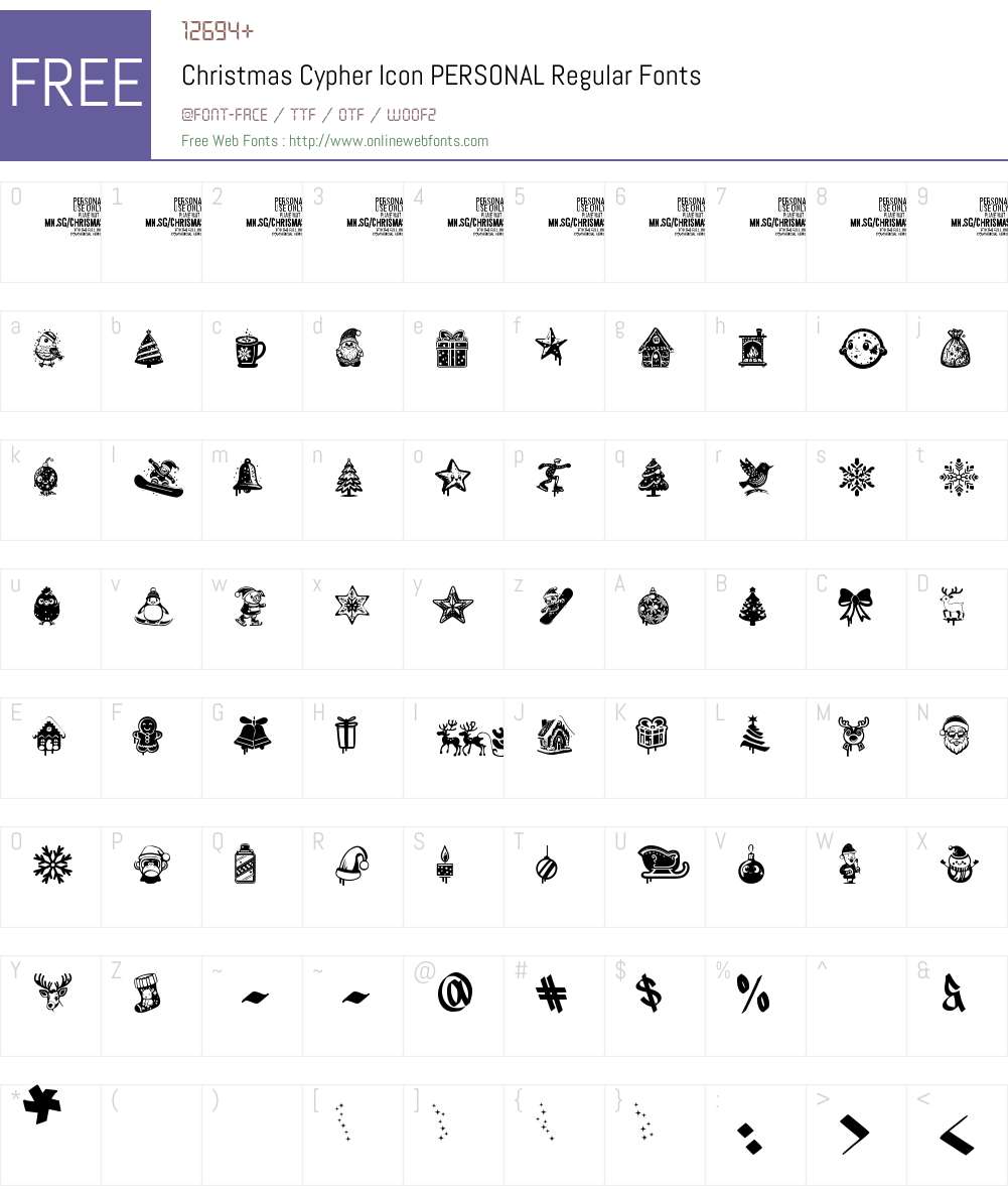 Christmas Cypher Icon PERSONAL 1.000;Glyphs 3.2 (3227) Fonts Free Download - OnlineWebFonts.COM