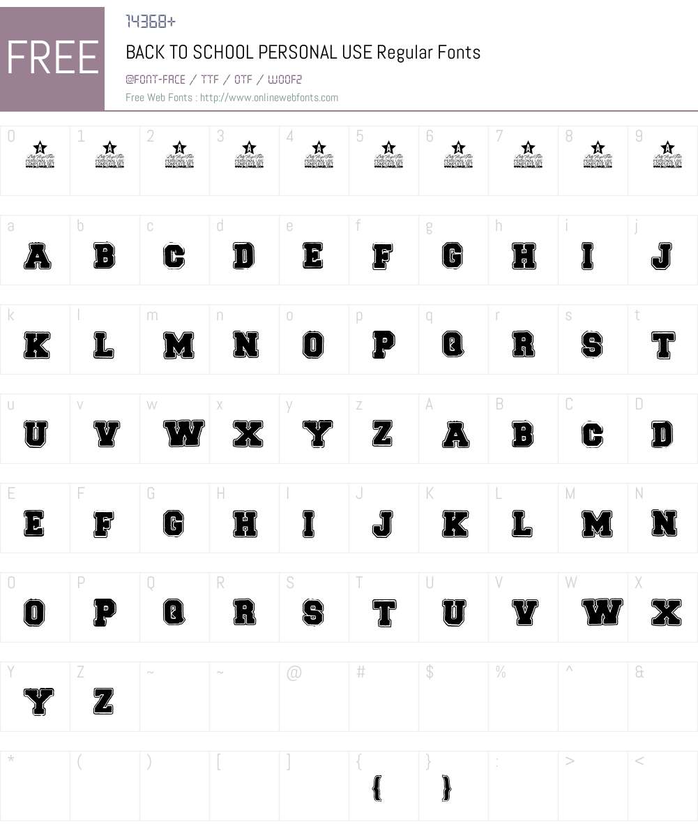 BACK TO SCHOOL PERSONAL USE Regular 1.000 Fonts Free Download ...