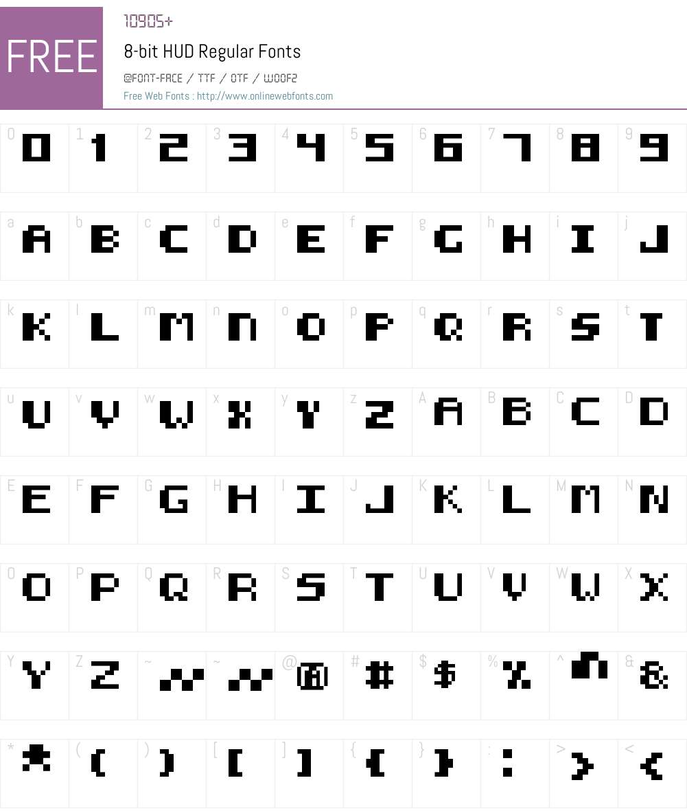 8-bit HUD Regular 1.0 Fonts Free Download - OnlineWebFonts.COM