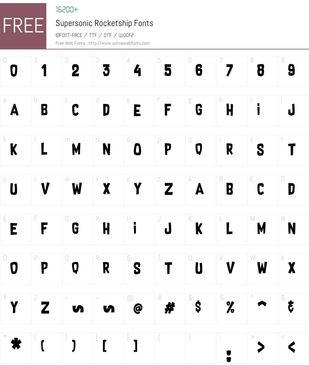 Supersonic Rocketship 1.00 April 9, 2017, initial release Fonts Free ...