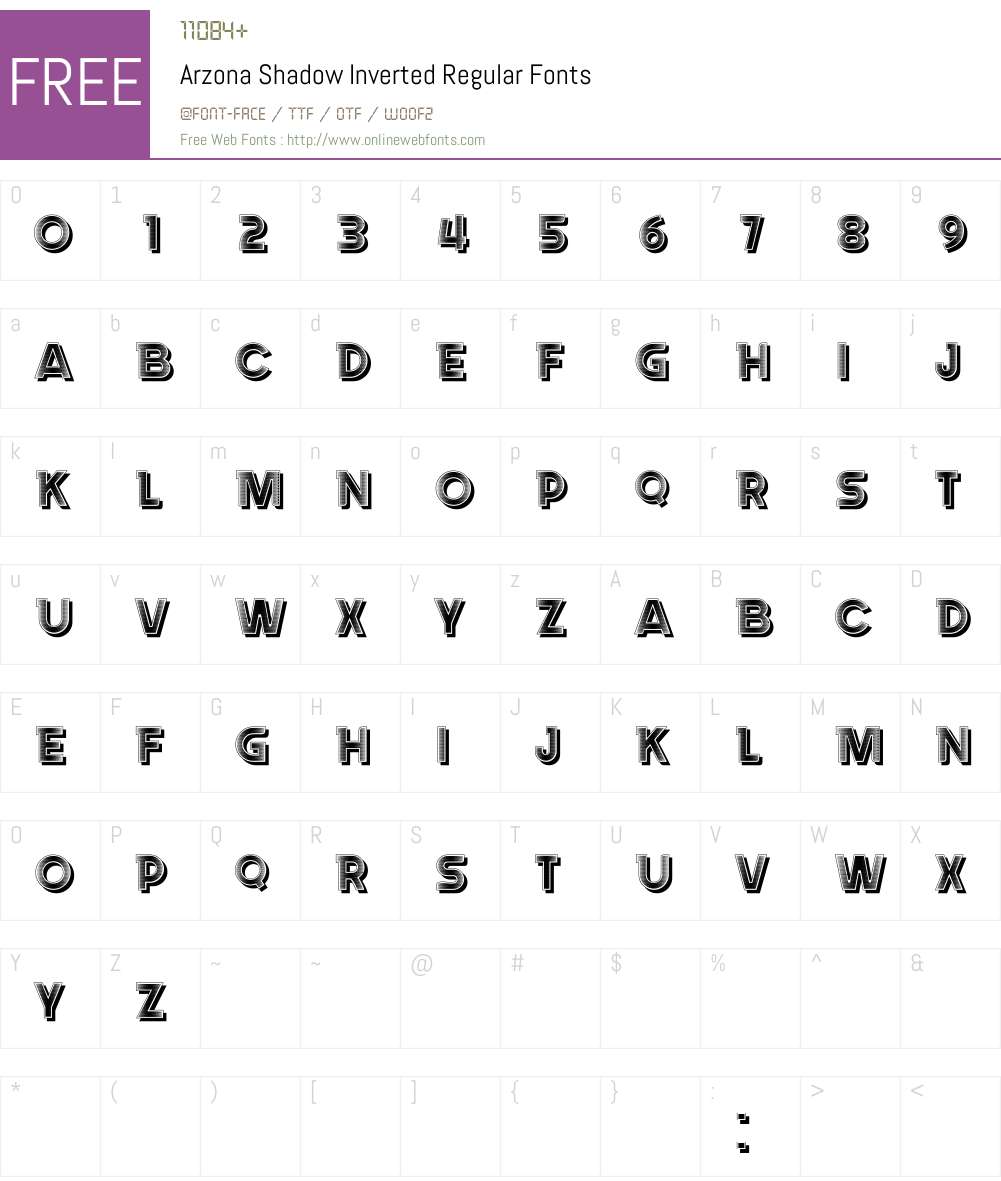 Arzona Shadow Inverted 1.000 Fonts Free Download - OnlineWebFonts.COM