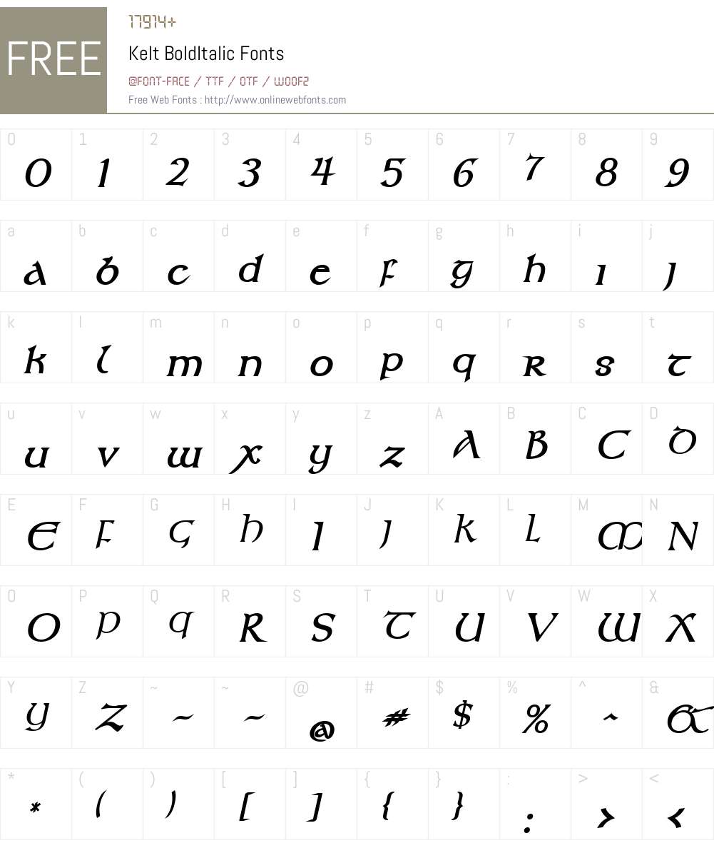 Kelt BoldItalic Altsys Fontographer 4.1 1/7/95 Fonts Free Download ...