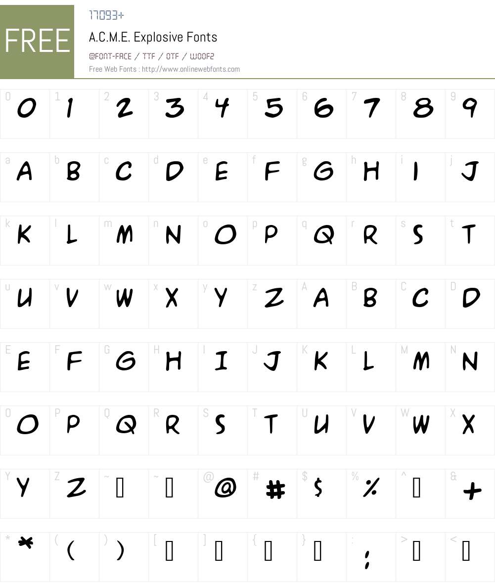 A.C.M.E. Explosive Macromedia Fontographer 4.1 9/11/00 Fonts Free ...