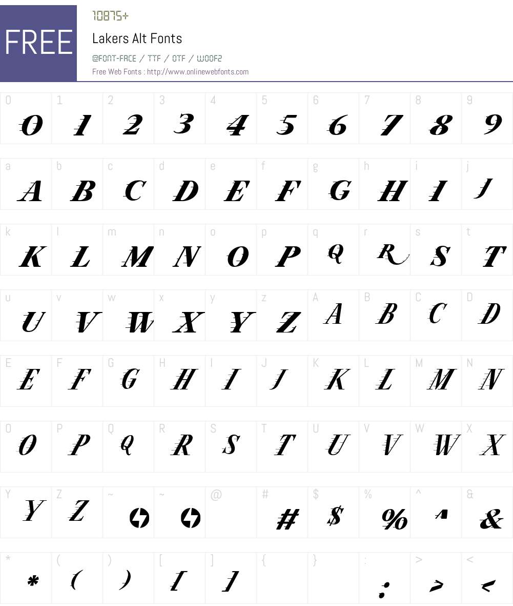 Lakers Alt 1.00;February 11, 2023;FontCreator 13.0.0.2683 64-bit Fonts ...
