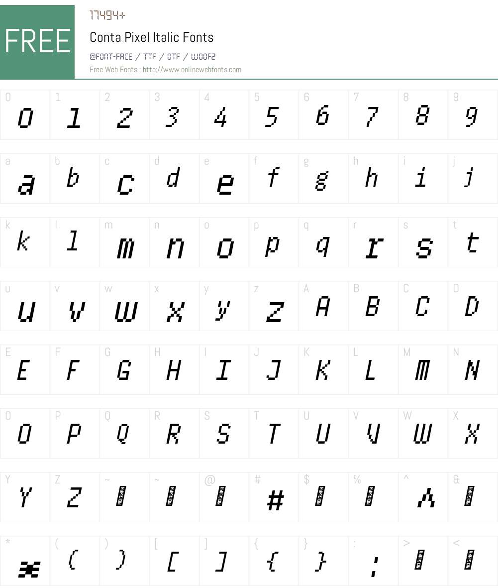 Conta Pixel Italic 1.000 Fonts Free Download - OnlineWebFonts.COM