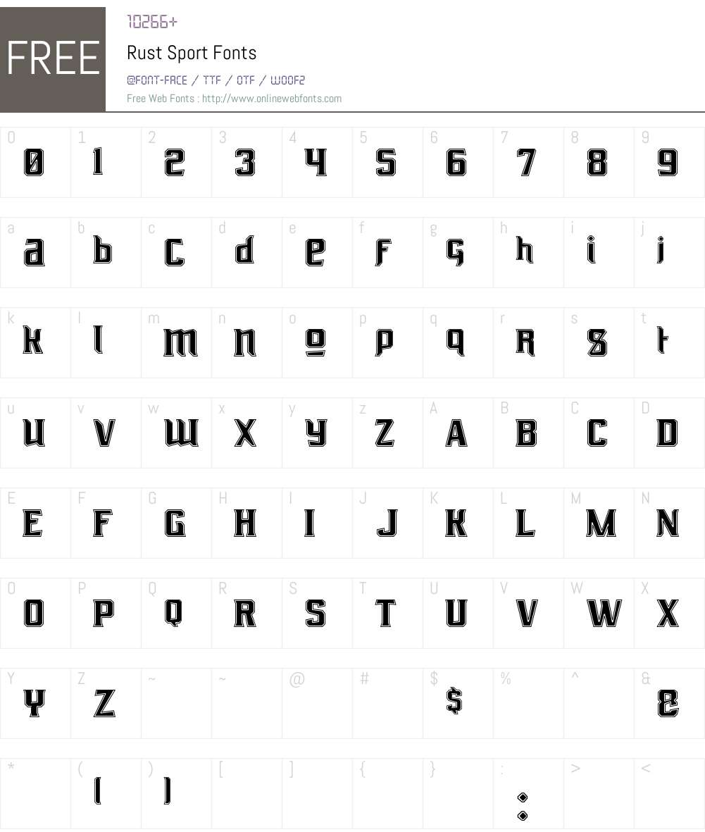 Rust Sport 1.00 July 9, 2017, initial release Fonts Free Download ...