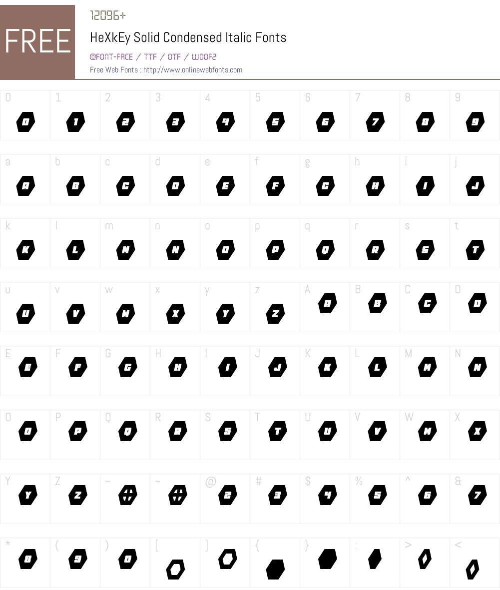 HeXkEy Solid Condensed Italic 1.0; 2020 Fonts Free Download - OnlineWebFonts.COM