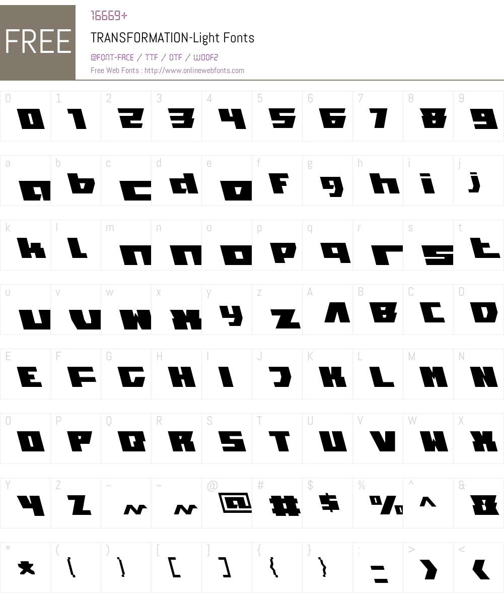 TRANSFORMATION-Light 1.00;January 23, 2018;FontCreator 11.0.0.2412 64 ...