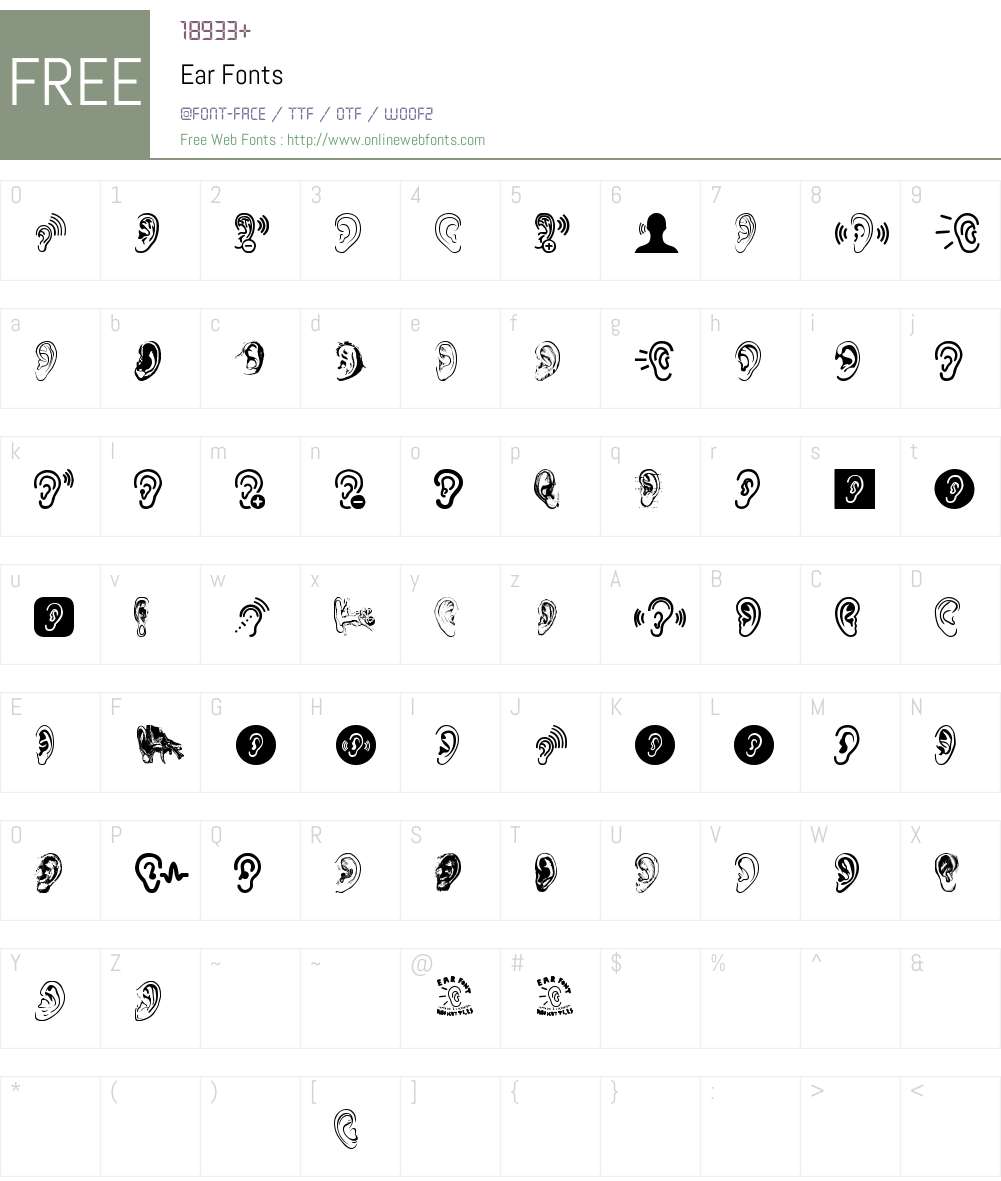 Ear 1.00 November 28, 2016, initial release Fonts Free Download ...