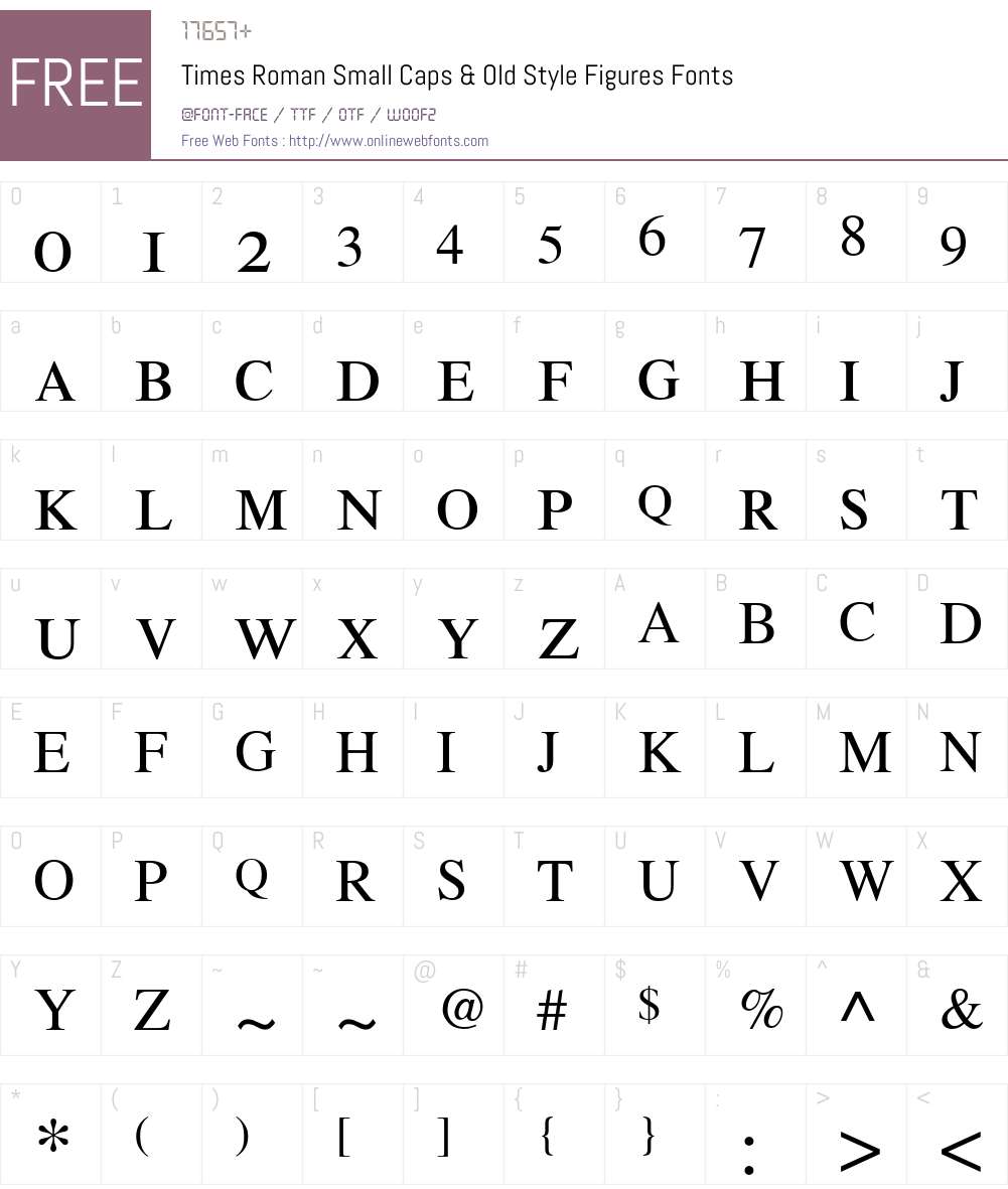 Times Roman Small Caps & Old Style Figures V.1.0 Fonts Free Download ...