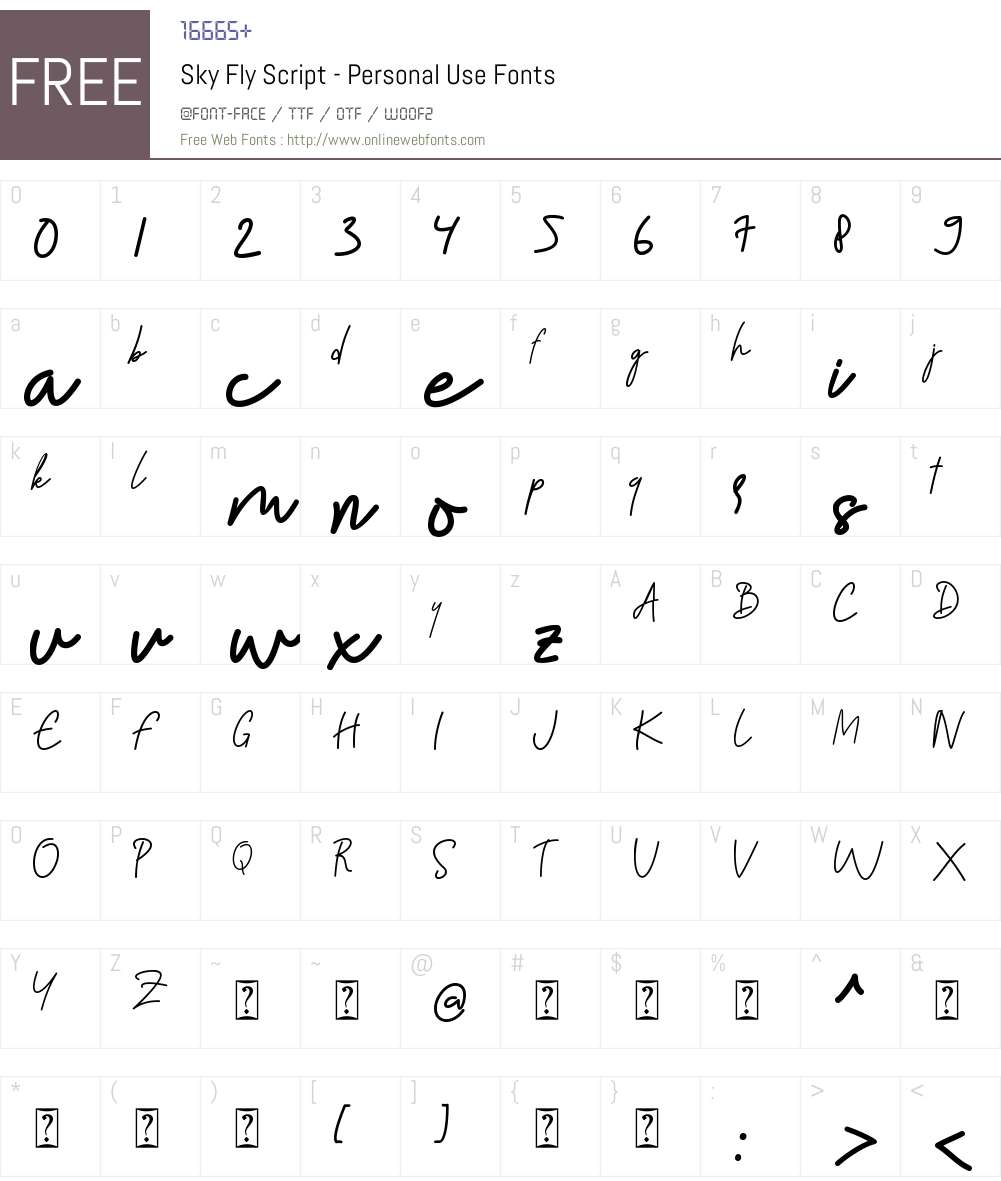 Sky Fly Script - Personal Use 1.00;July 7, 2021;FontCreator 11.5.0.2430 ...