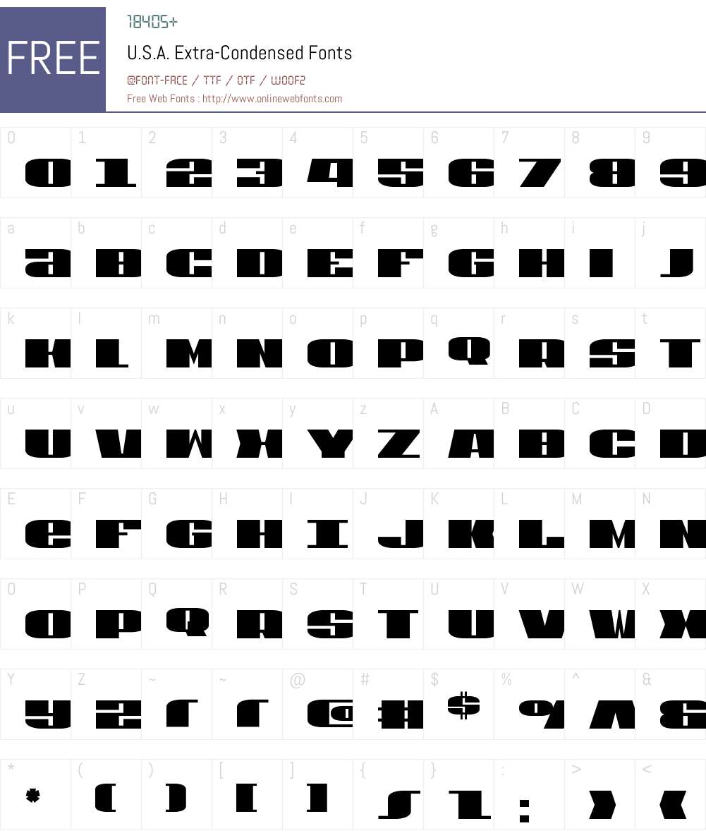 U.S.A. Extra-Condensed 3.0; 2016 Fonts Free Download - OnlineWebFonts.COM