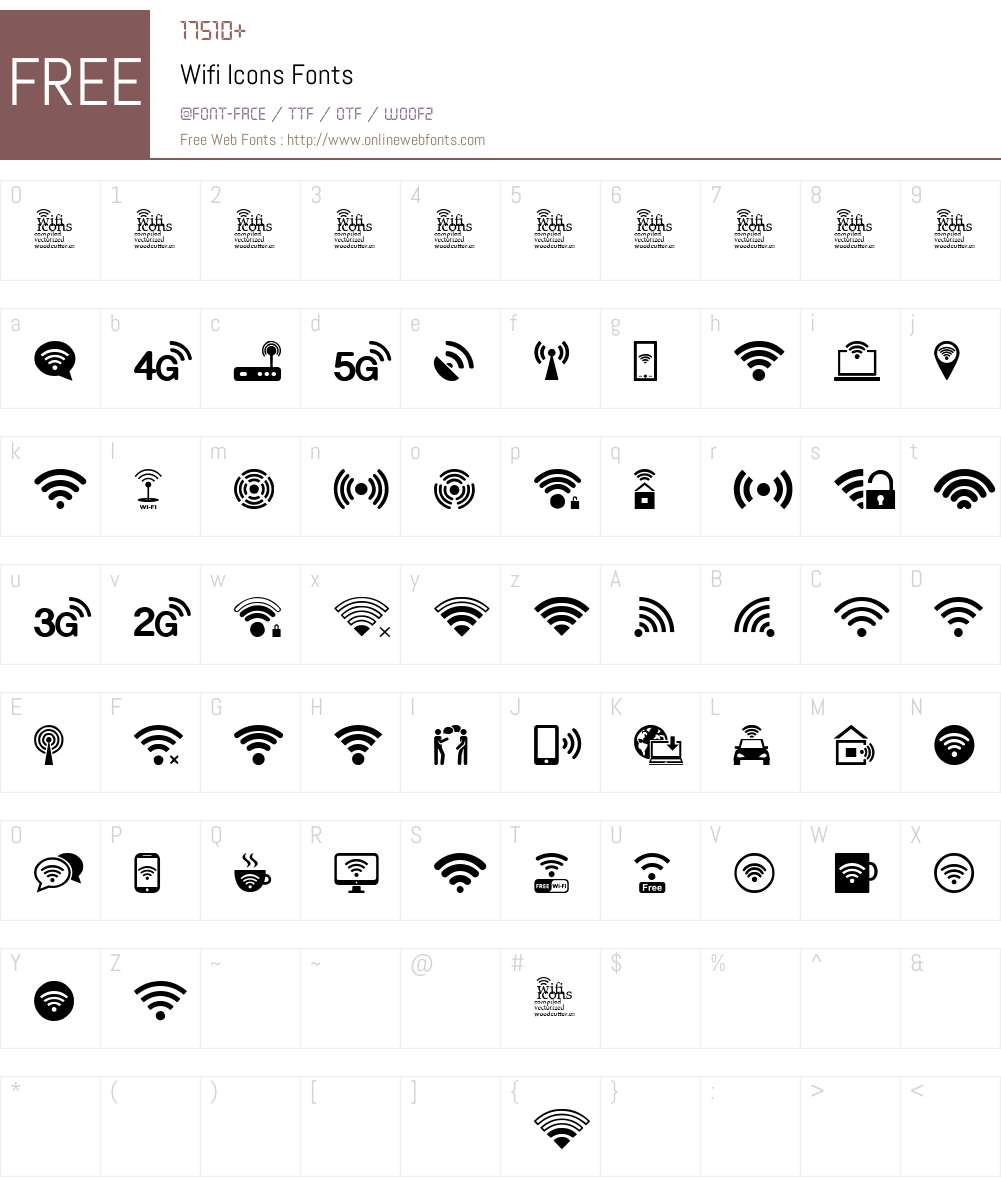 Wifi Icons 1.00;May 3, 2019;FontCreator 11.0.0.2388 64-bit Fonts Free ...