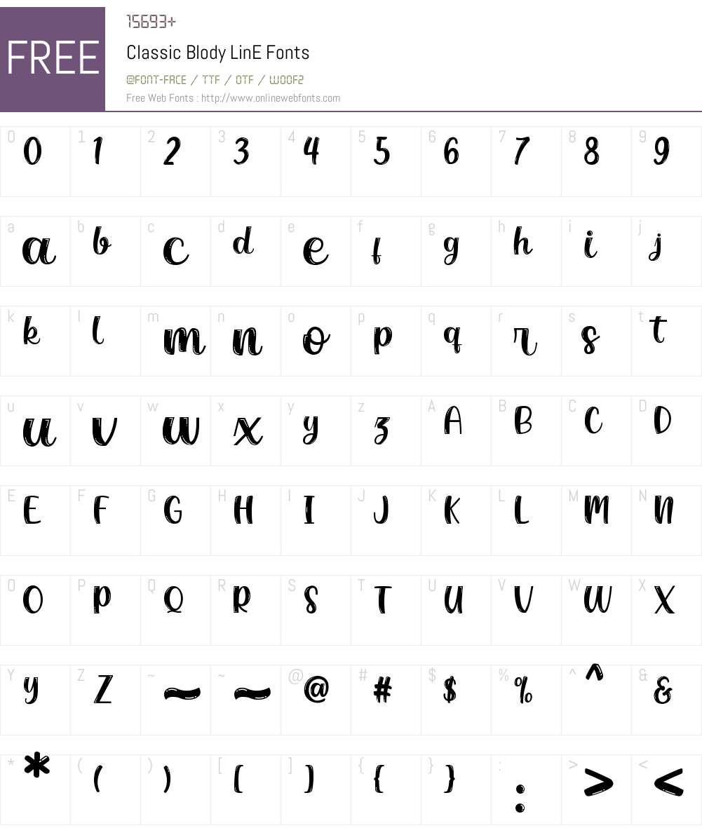 Classic Blody LinE 1.00;December 14, 2020;FontCreator 11.5.0.2427 32 ...