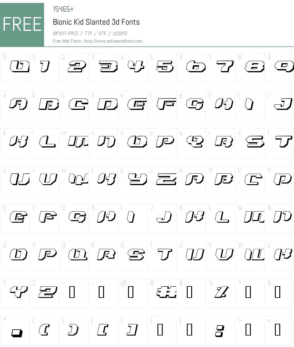 Bionic Kid Slanted 3d V2 2 Fonts Free Download - OnlineWebFonts.COM